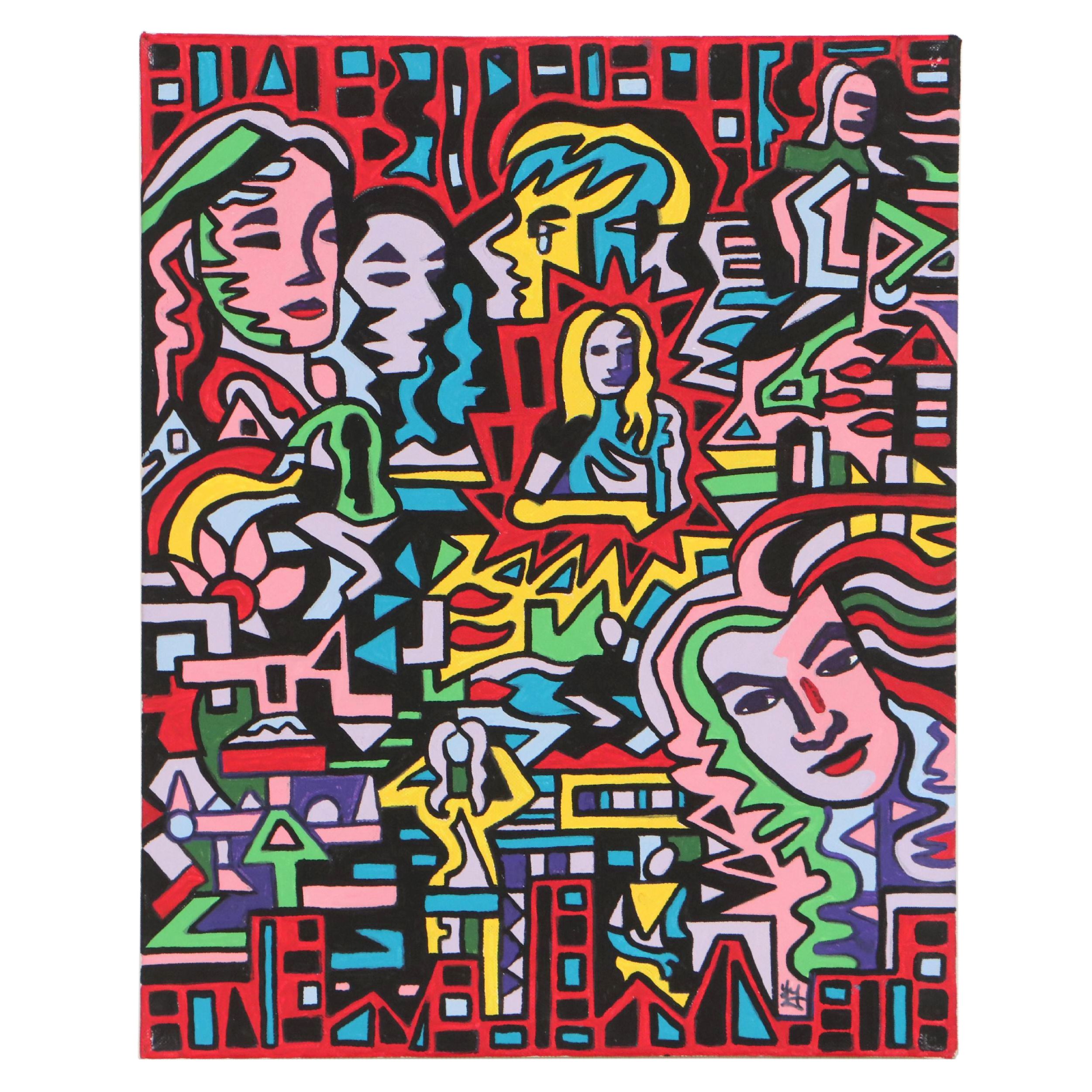 Tony Graff Acrylic Painting "Masks," 2010 | EBTH