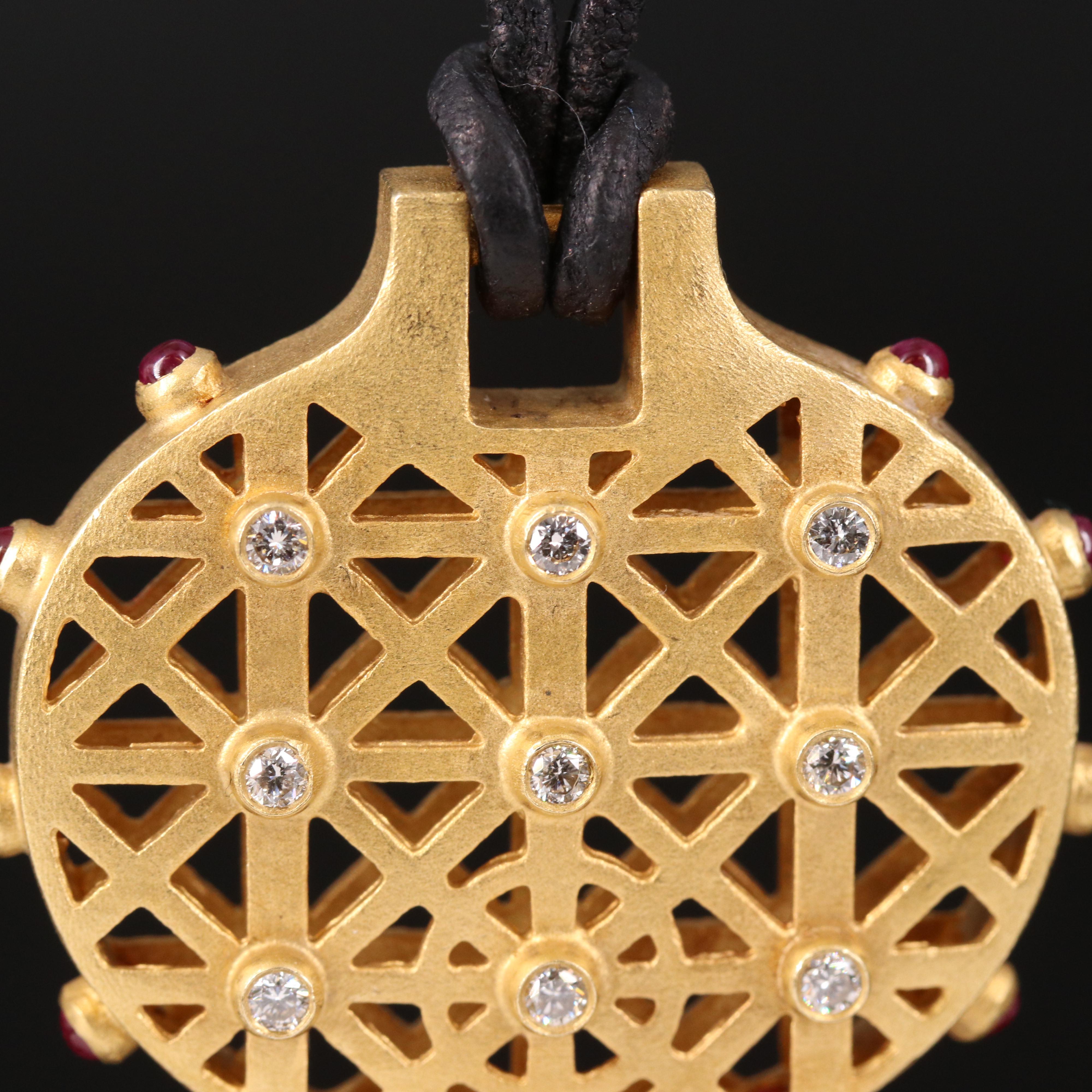 Fibula 18K Diamond and Ruby Lattice Pendant Necklace | EBTH