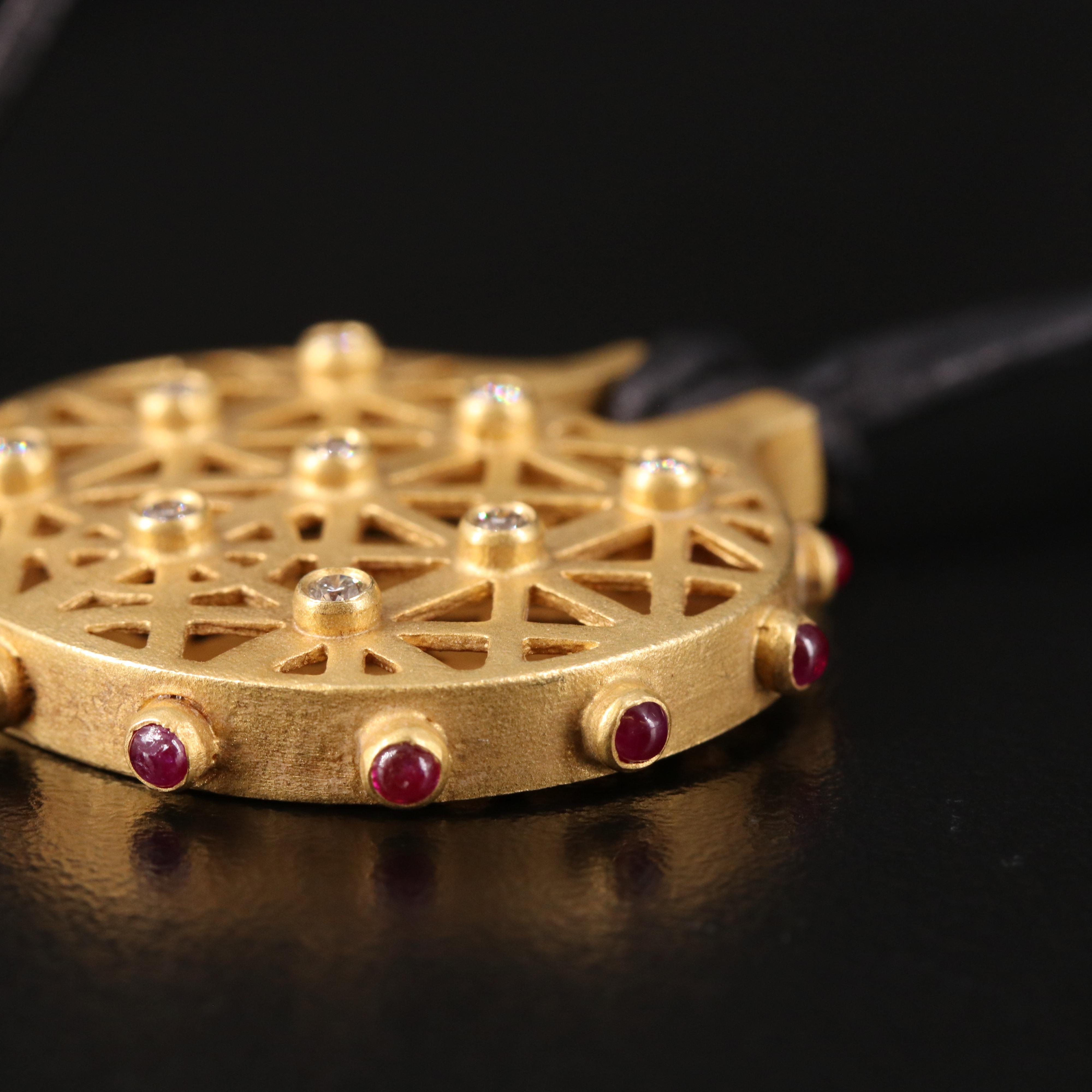 Fibula 18K Diamond and Ruby Lattice Pendant Necklace | EBTH