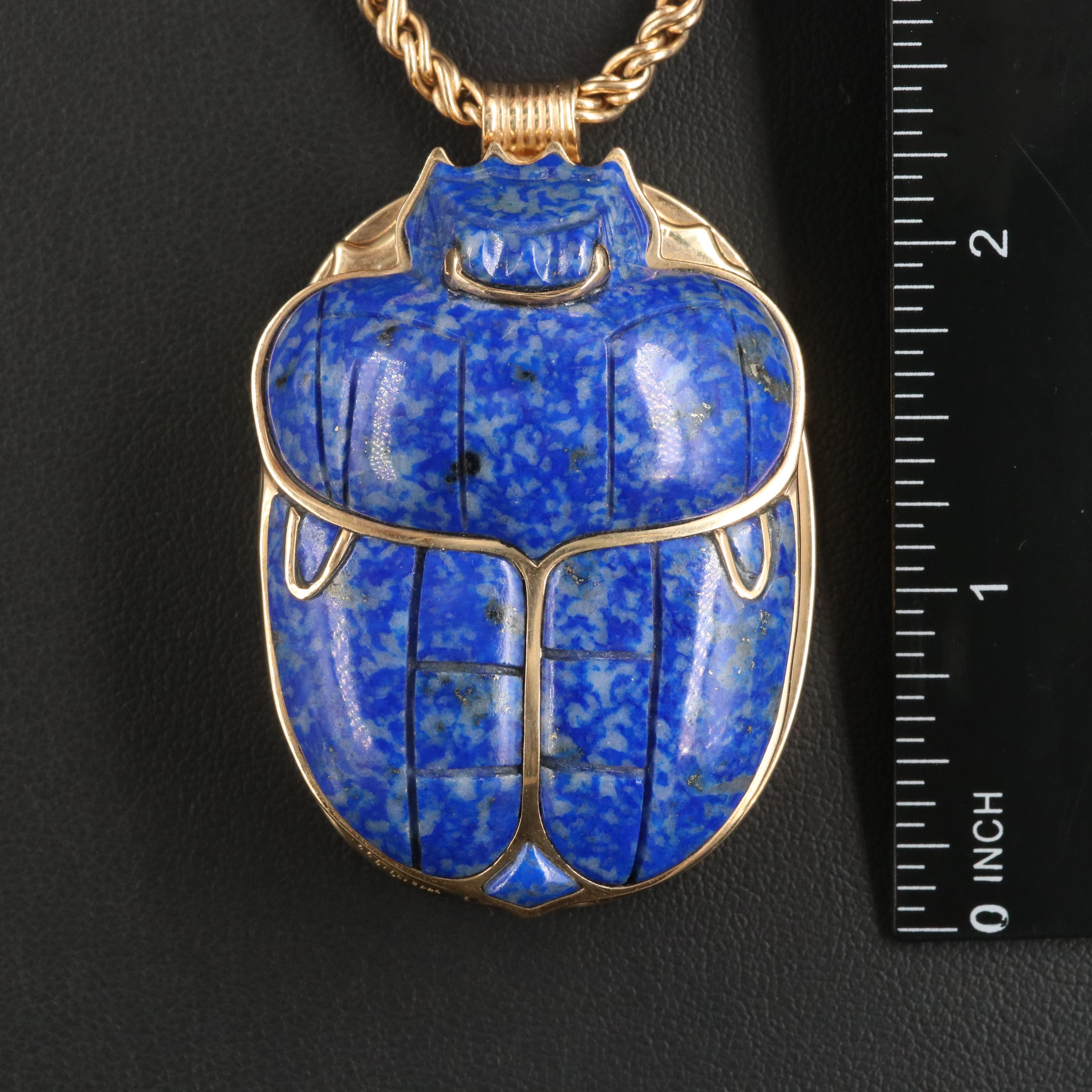 14K 1970s Franklin Mint King Tut Coronation Lapis Lazuli Scarab Replica ...