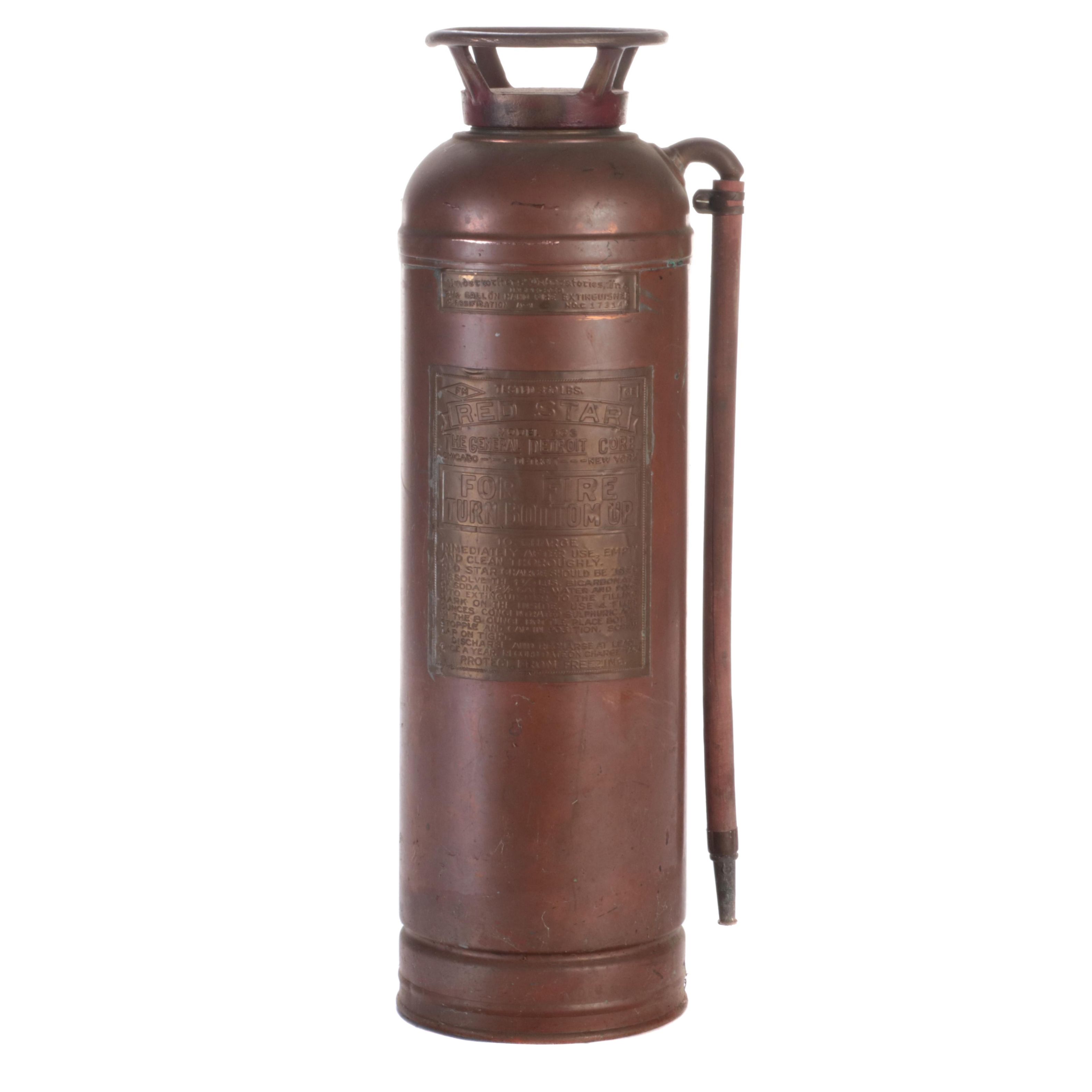 Red Star Copper Fire Extinguisher, Early to Mid-20th Century | EBTH