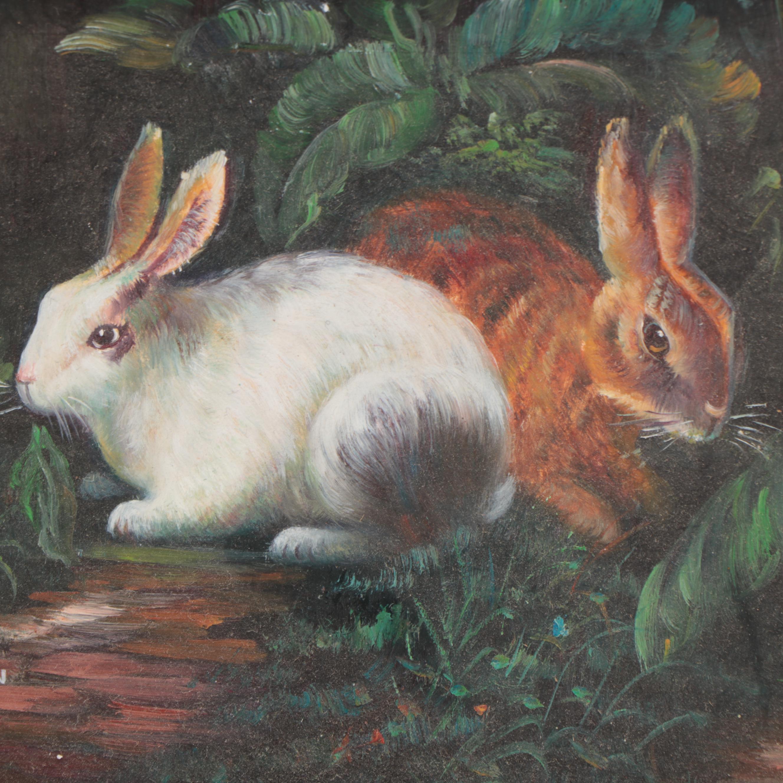 Oil Painting of Rabbits, 21st Century | EBTH