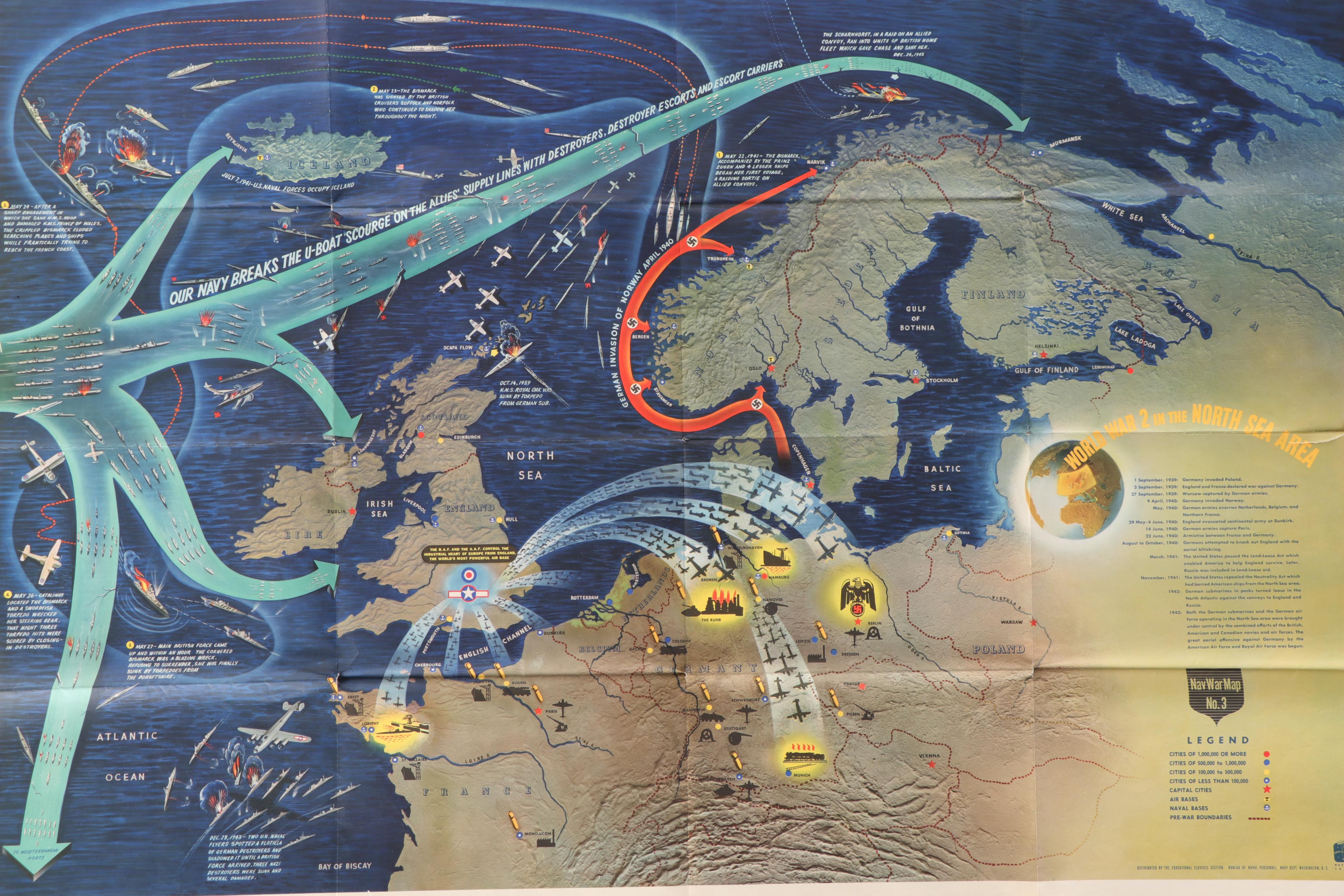 U. S. Naval World War II Pacific and Atlantic Theater War Maps, 1944 | EBTH