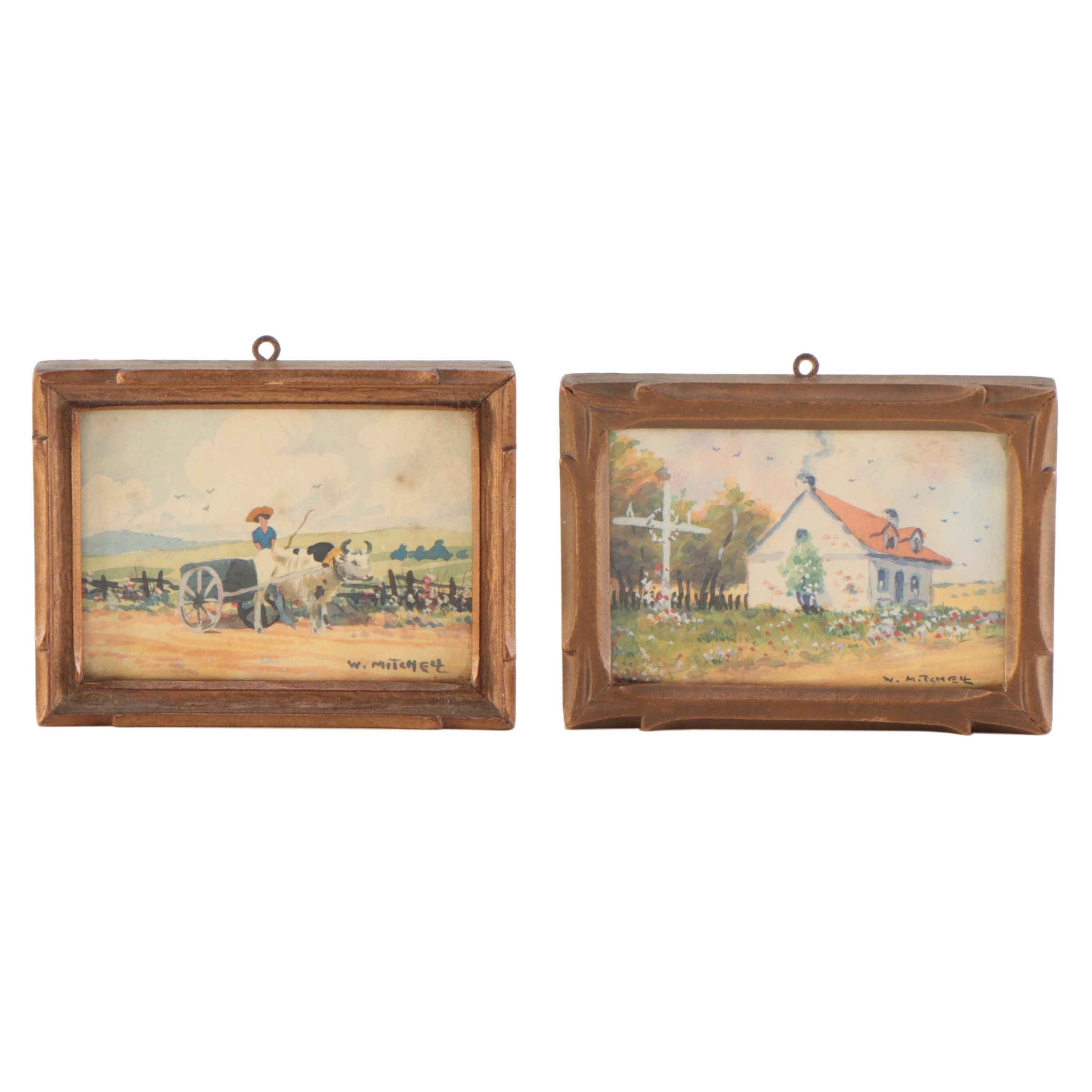 Willard Morse Mitchell Watercolor Paintings Including "A Fast? Express ...
