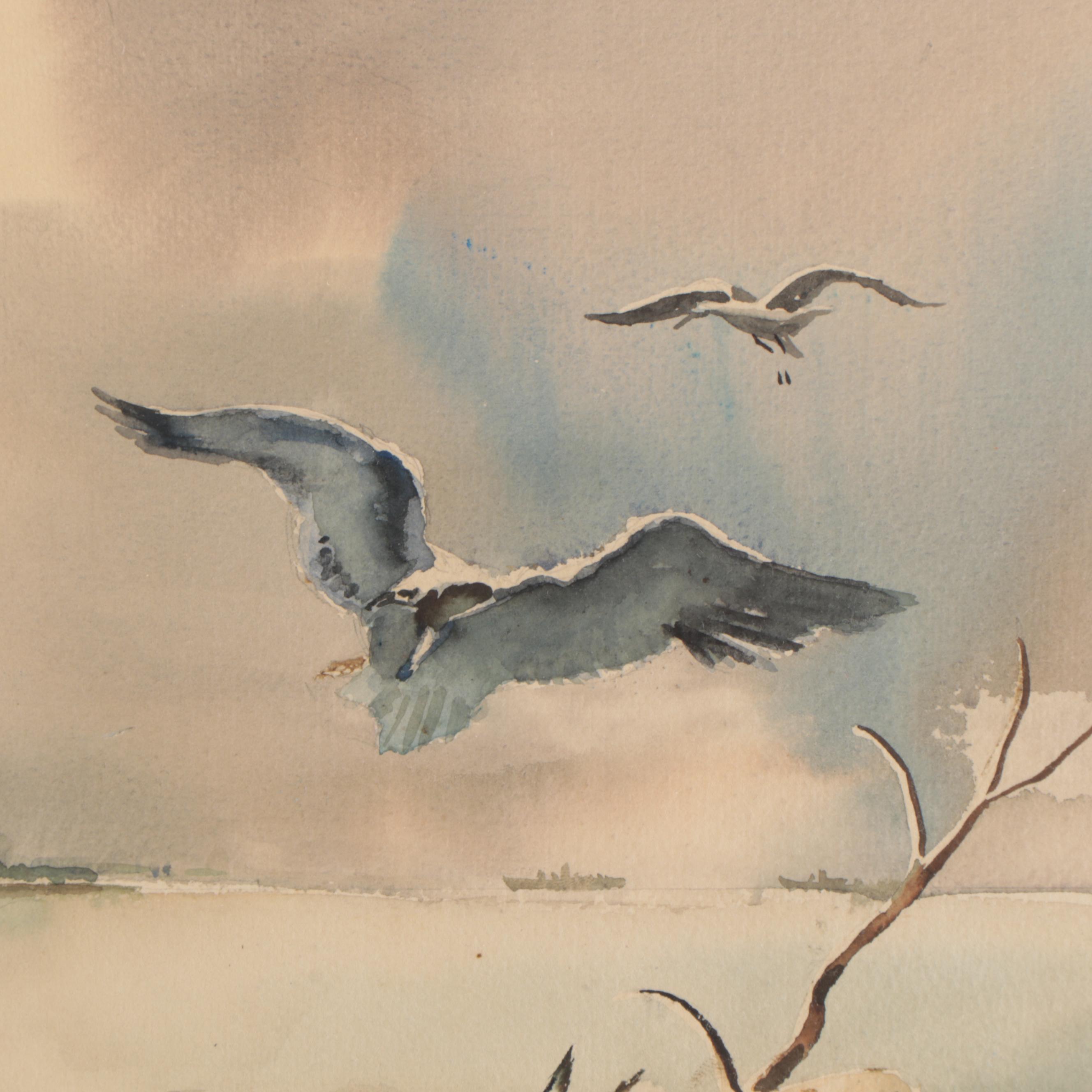 Robert Landry Watercolor Painting of Coastal Scene | EBTH