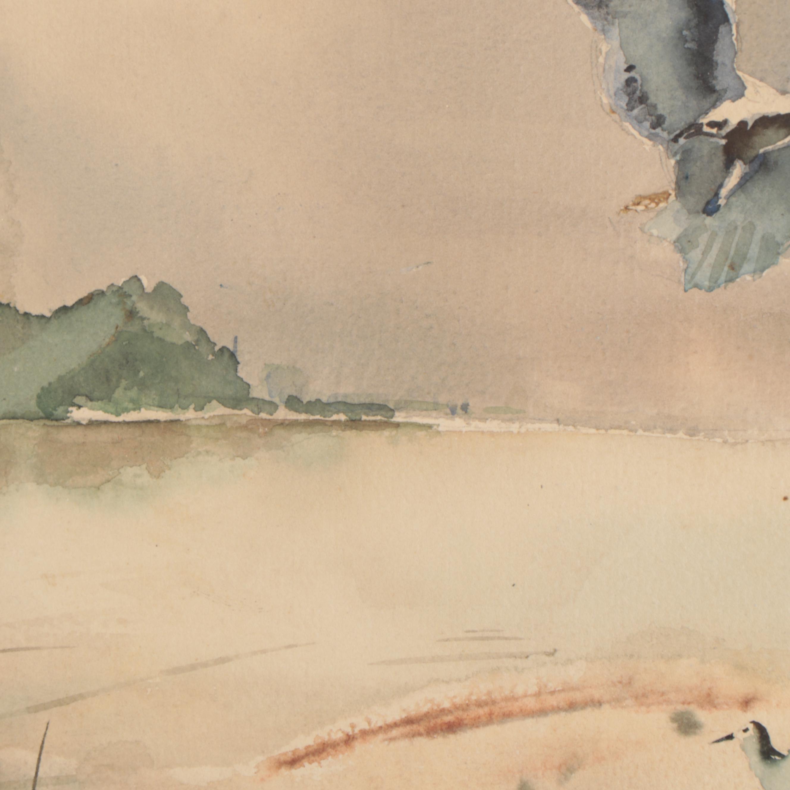 Robert Landry Watercolor Painting of Coastal Scene | EBTH