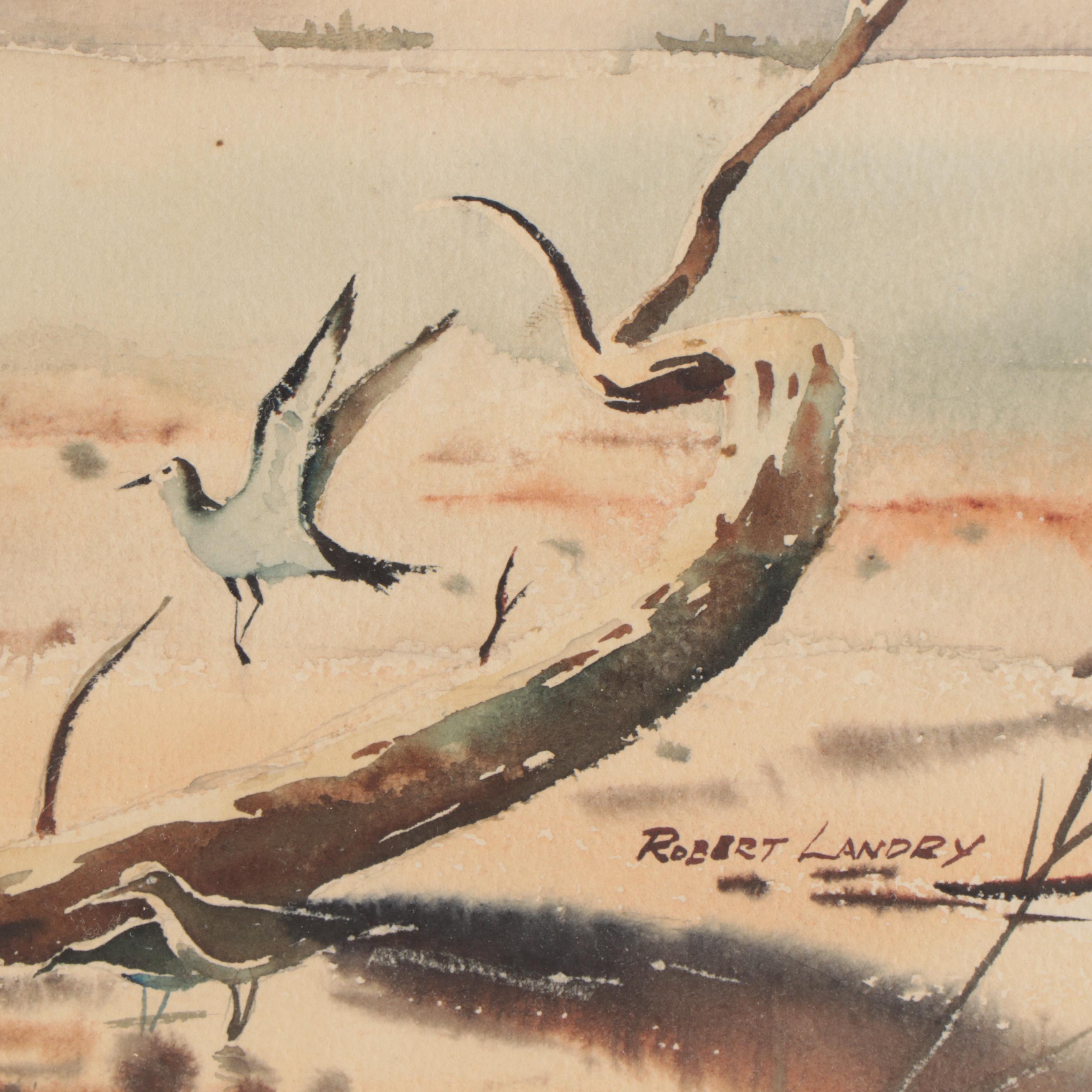 Robert Landry Watercolor Painting of Coastal Scene | EBTH