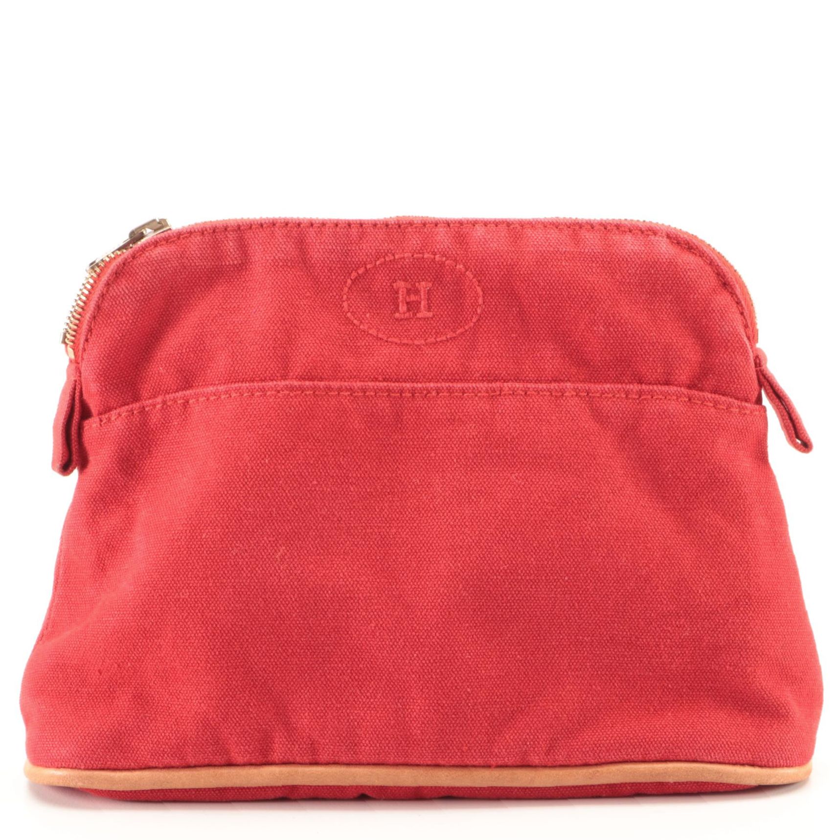 Hermès Mini Bolide Travel Case in Red Canvas with Lambskin Leather Trim ...