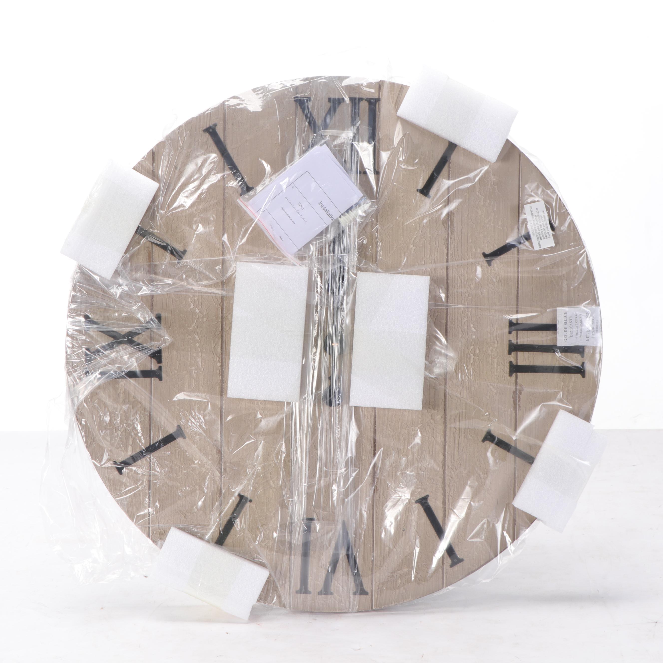 Threshold Wall Clock in Rustic Weathered Wood Finish | EBTH