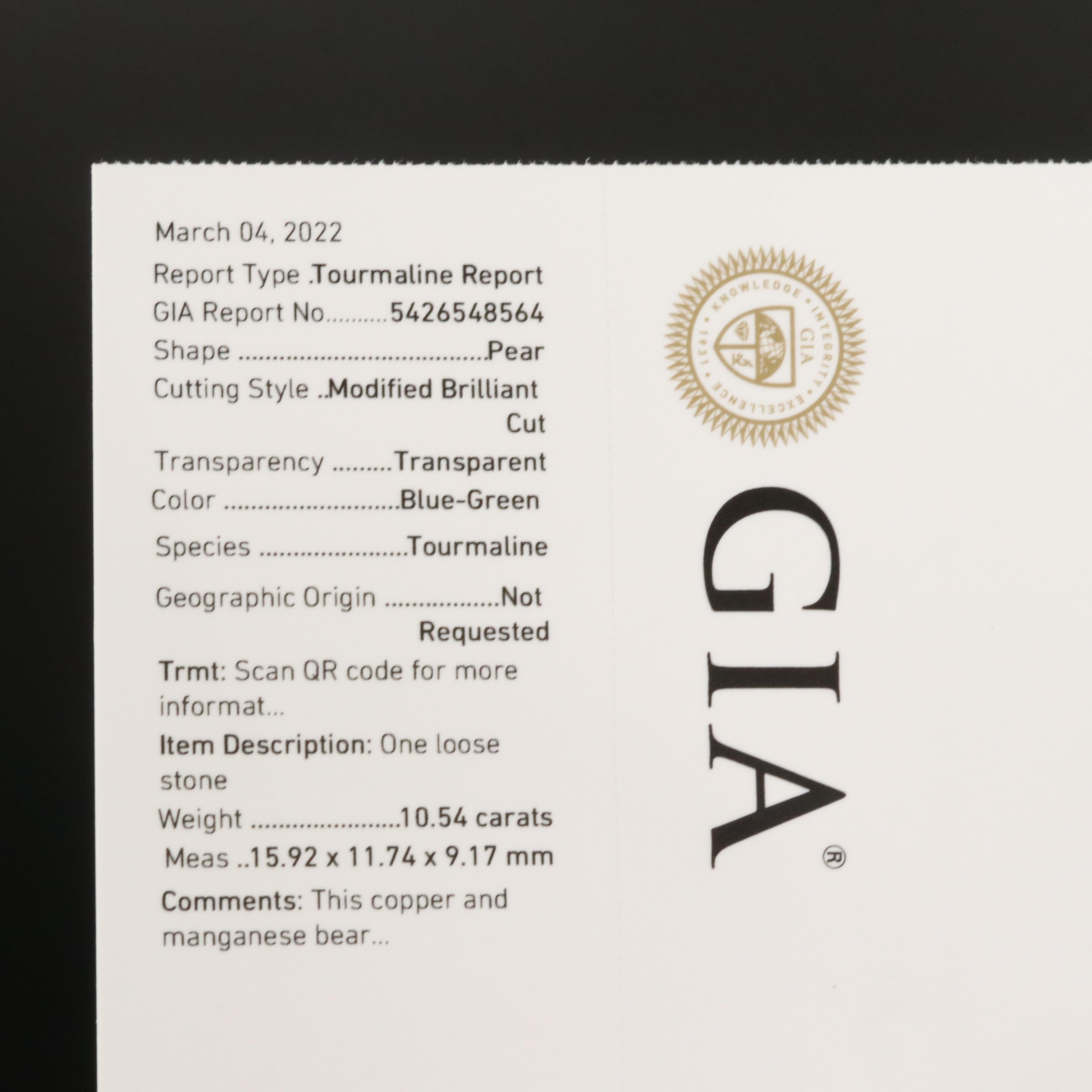 14K 10.54 CT Paraìba Tourmaline and Diamond Ring with GIA Report | EBTH