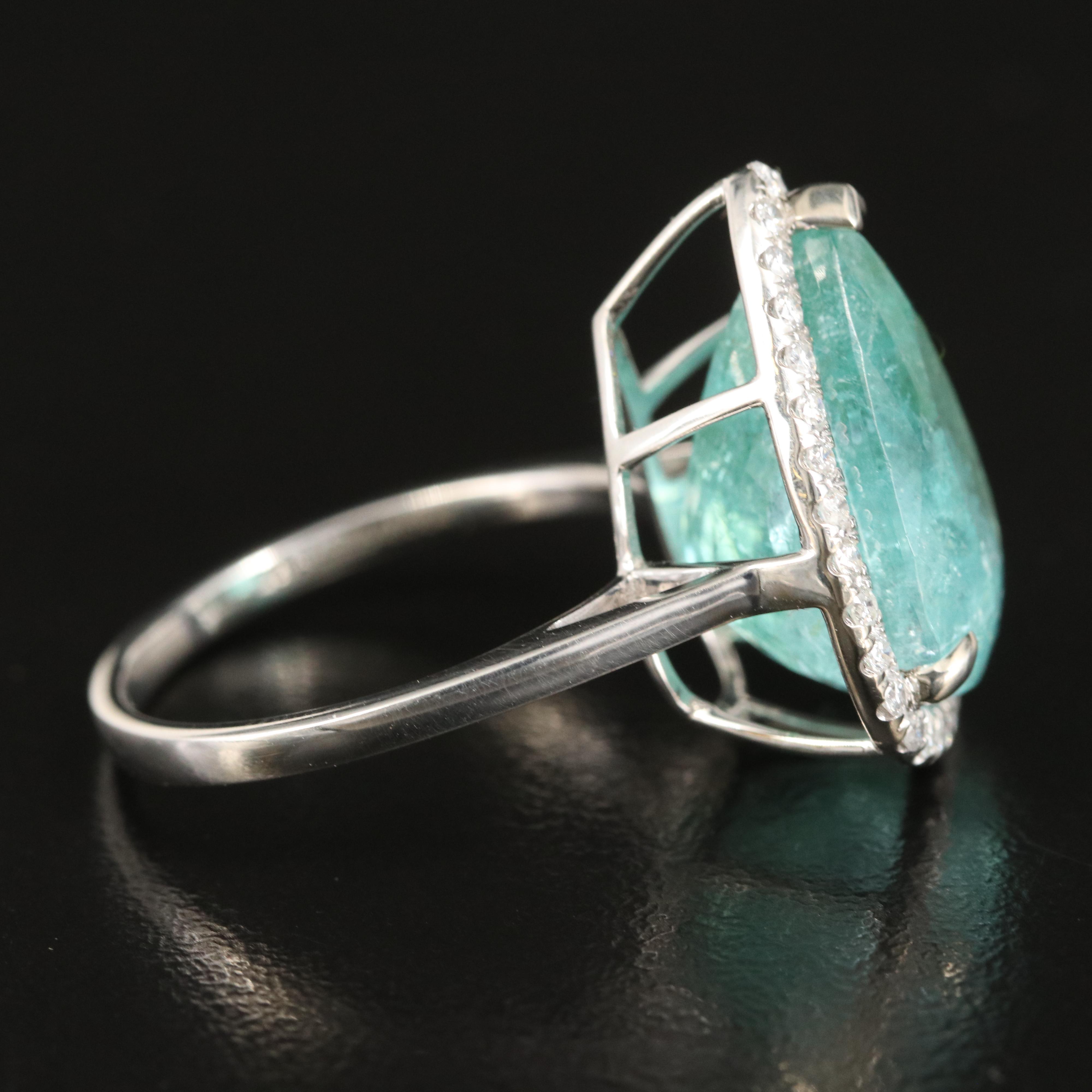 14K 10.54 CT Paraìba Tourmaline and Diamond Ring with GIA Report | EBTH