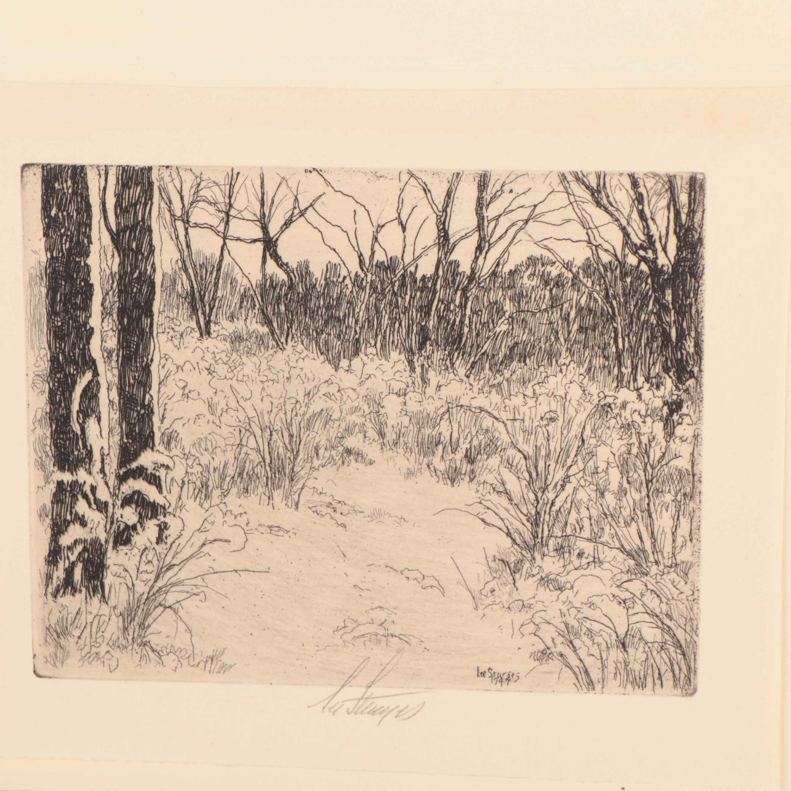 Lee Sturges Landscape and Animal Christmas Card Etchings, Circa 1930 | EBTH