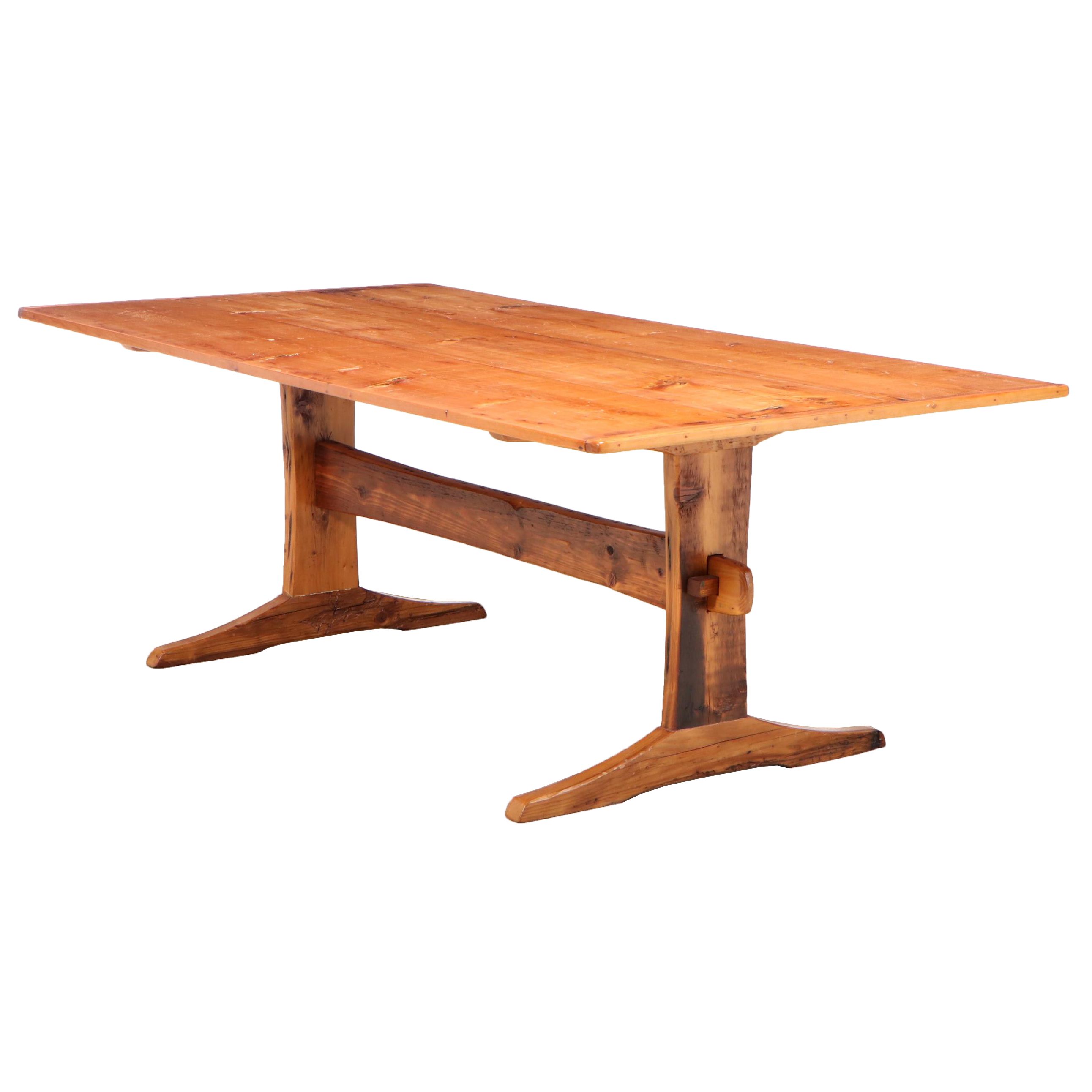 Pine Trestle-Base Three-Board Dining Table | EBTH