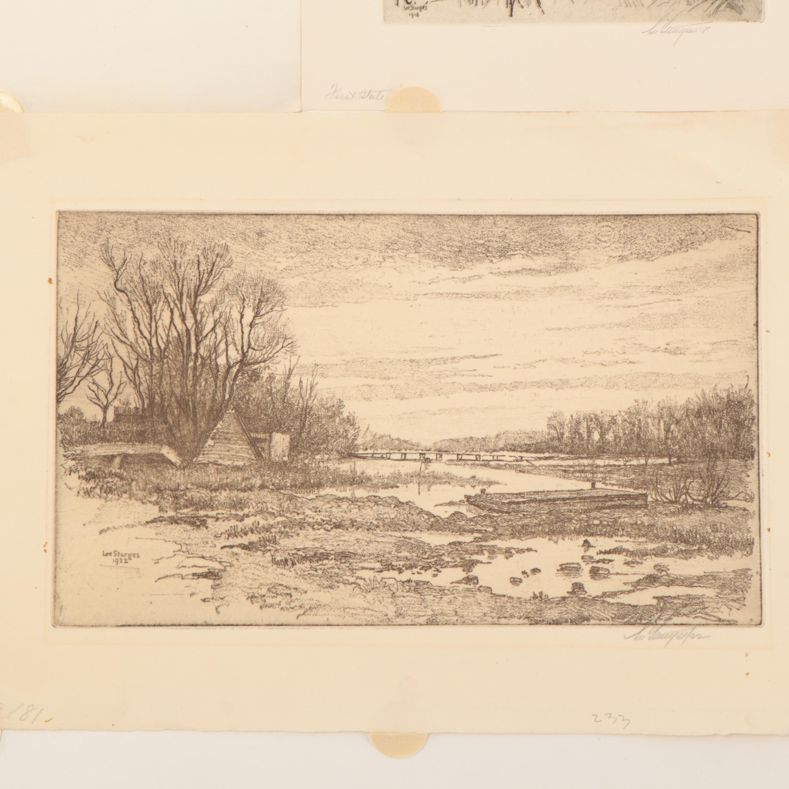 Lee Sturges Etchings Including "Where the Creek Begins," Circa 1920 ...