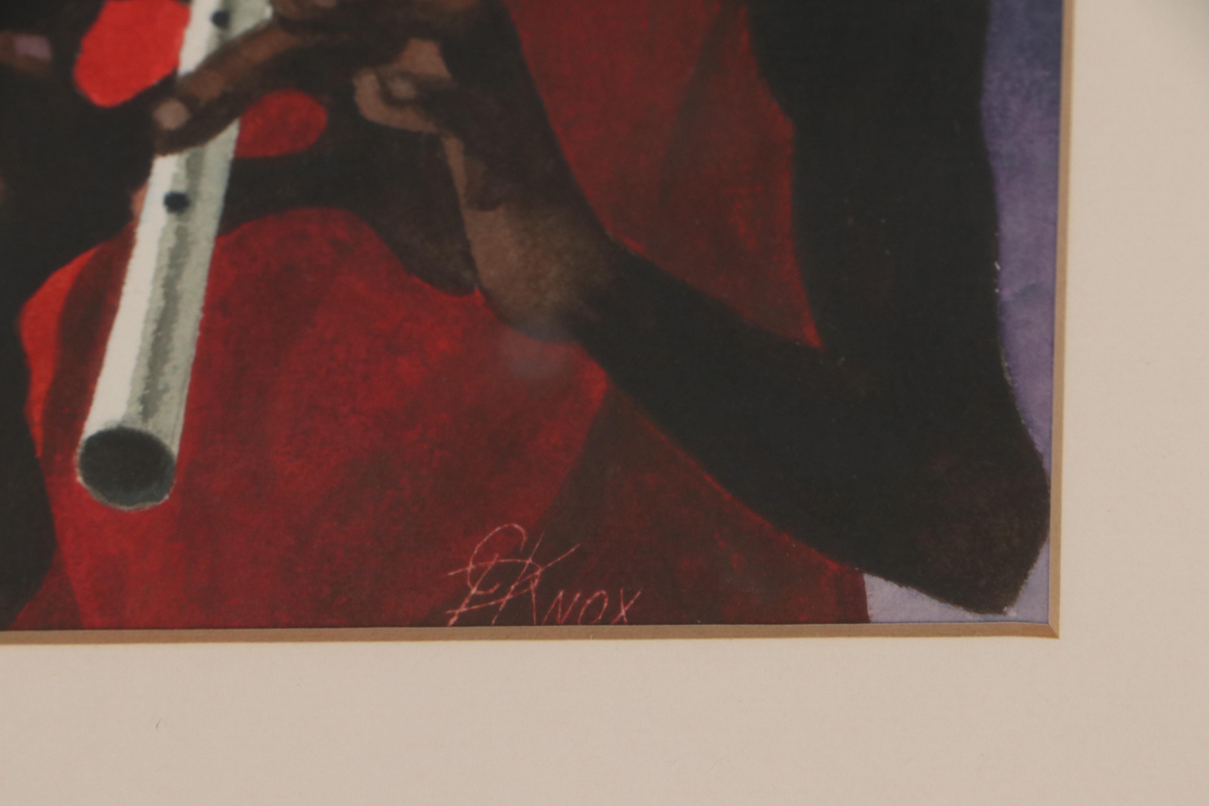 Columbus Knox Portrait Watercolor Painting of a Recorder Player | EBTH