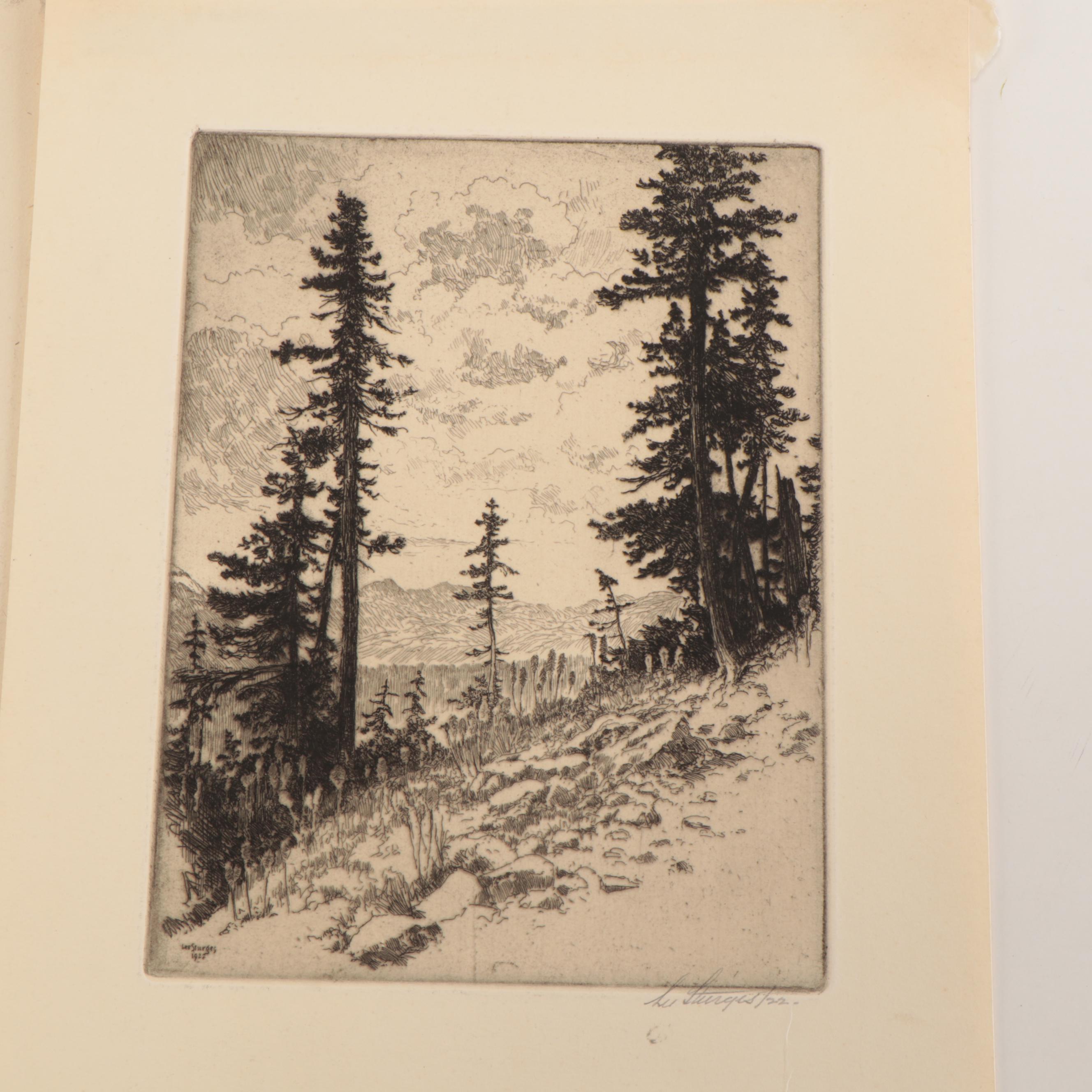 Lee Sturges Landscape Etchings Including "Granite Park Rocky Mountains ...