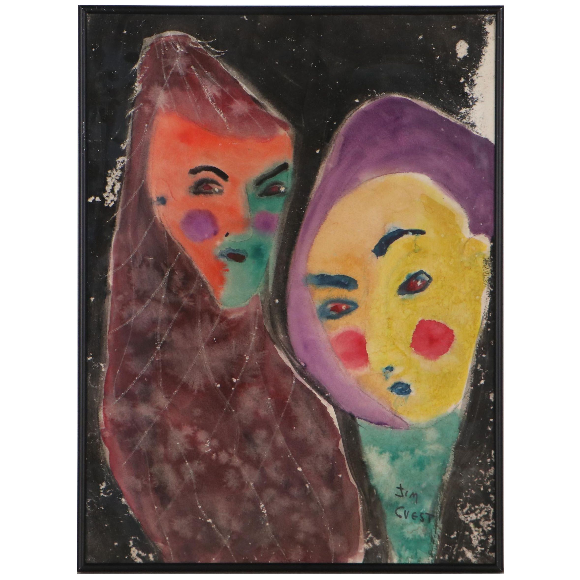 Jim Guest Figural Watercolor Painting, 21st Century | EBTH