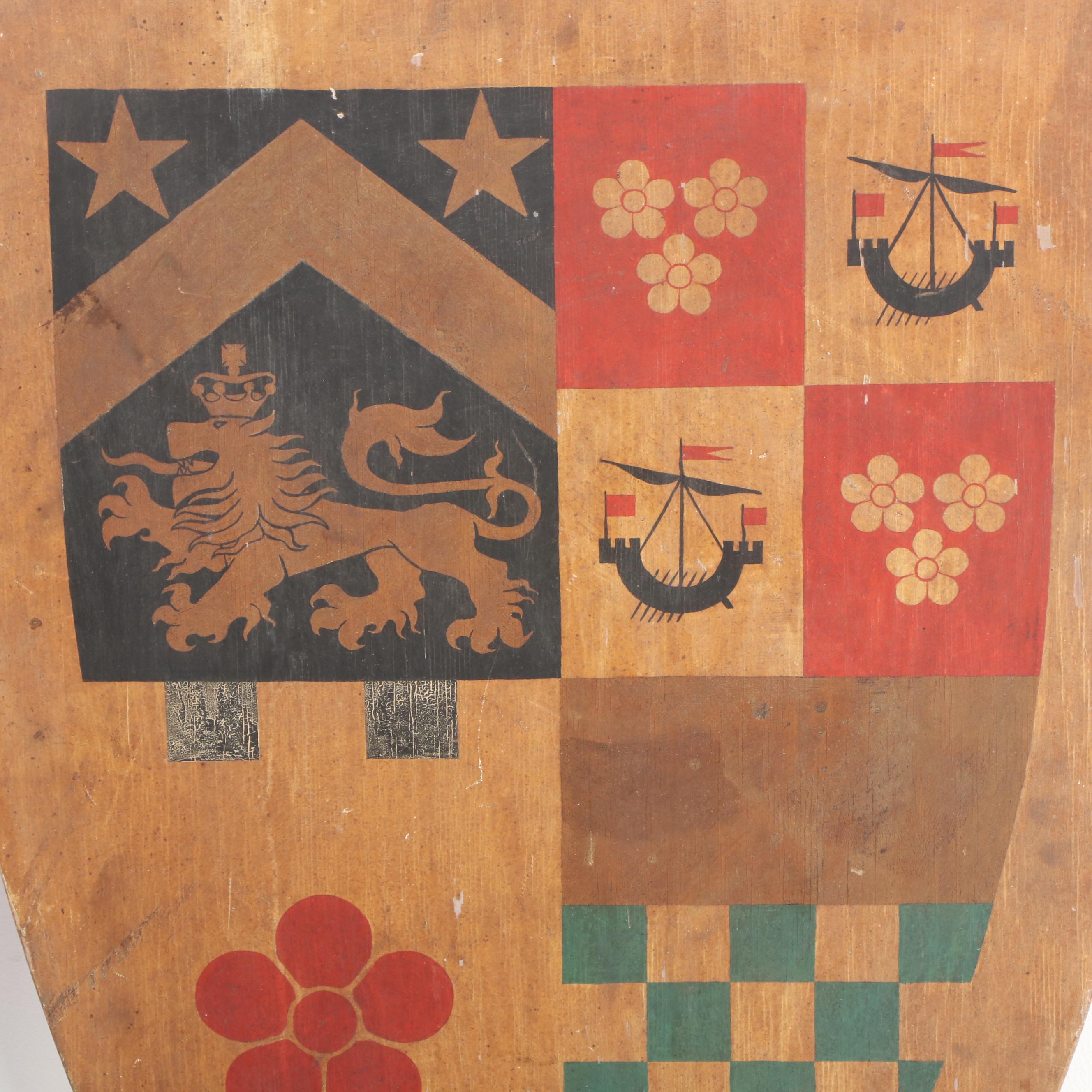 Painted Plywood British Heraldic Shields Wall Plaques, Mid to Late 20th ...