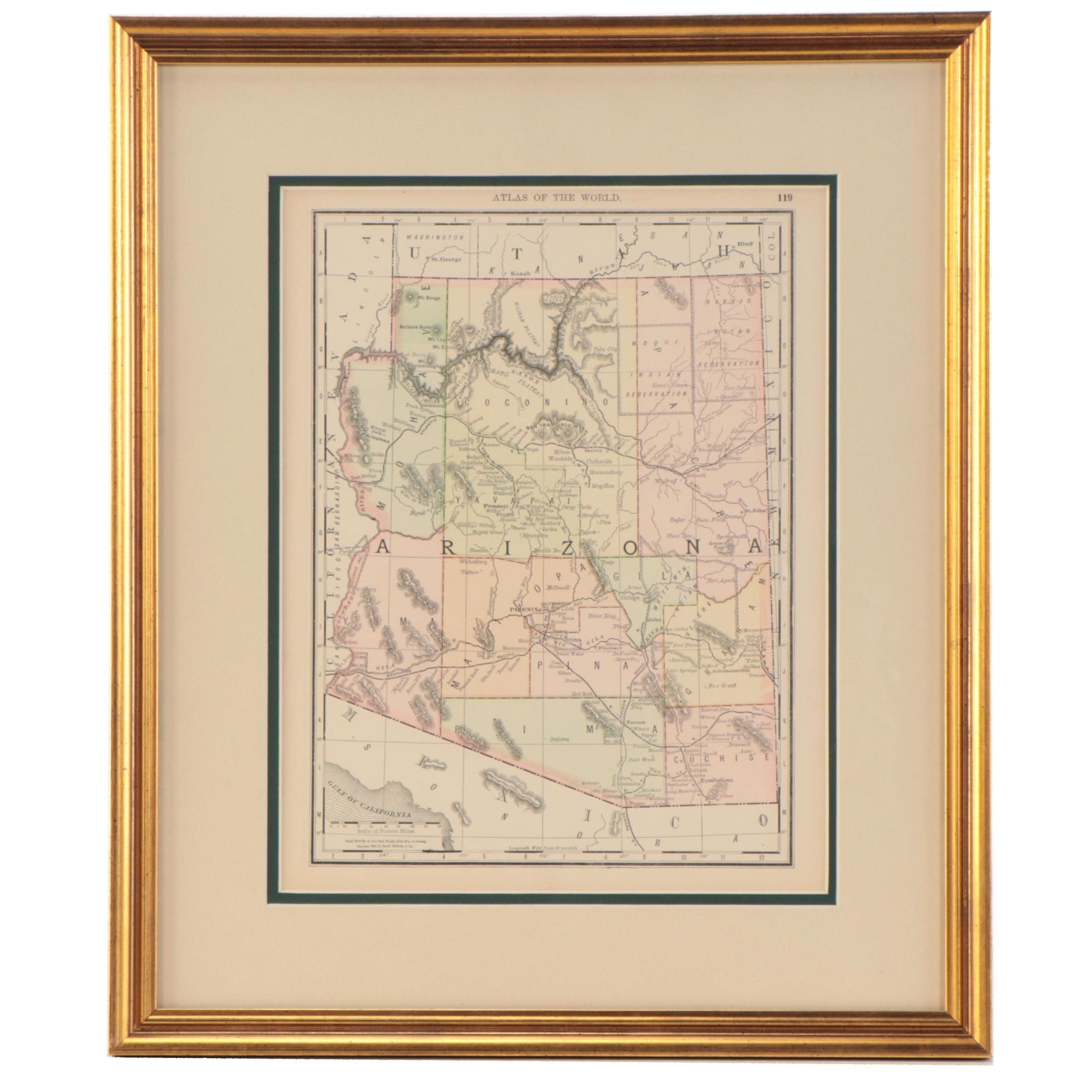 Rand, McNally & Co. Wax Engraving Map of Arizona, circa 1890 | EBTH