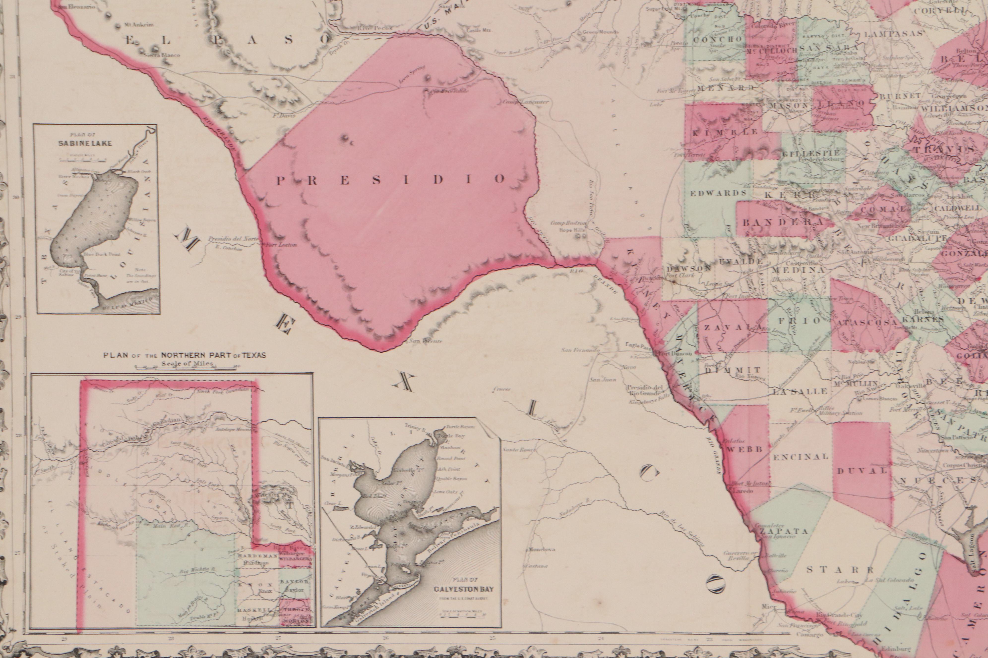 Johnson & Ward Engraved Map of Texas, 1862, And More | EBTH