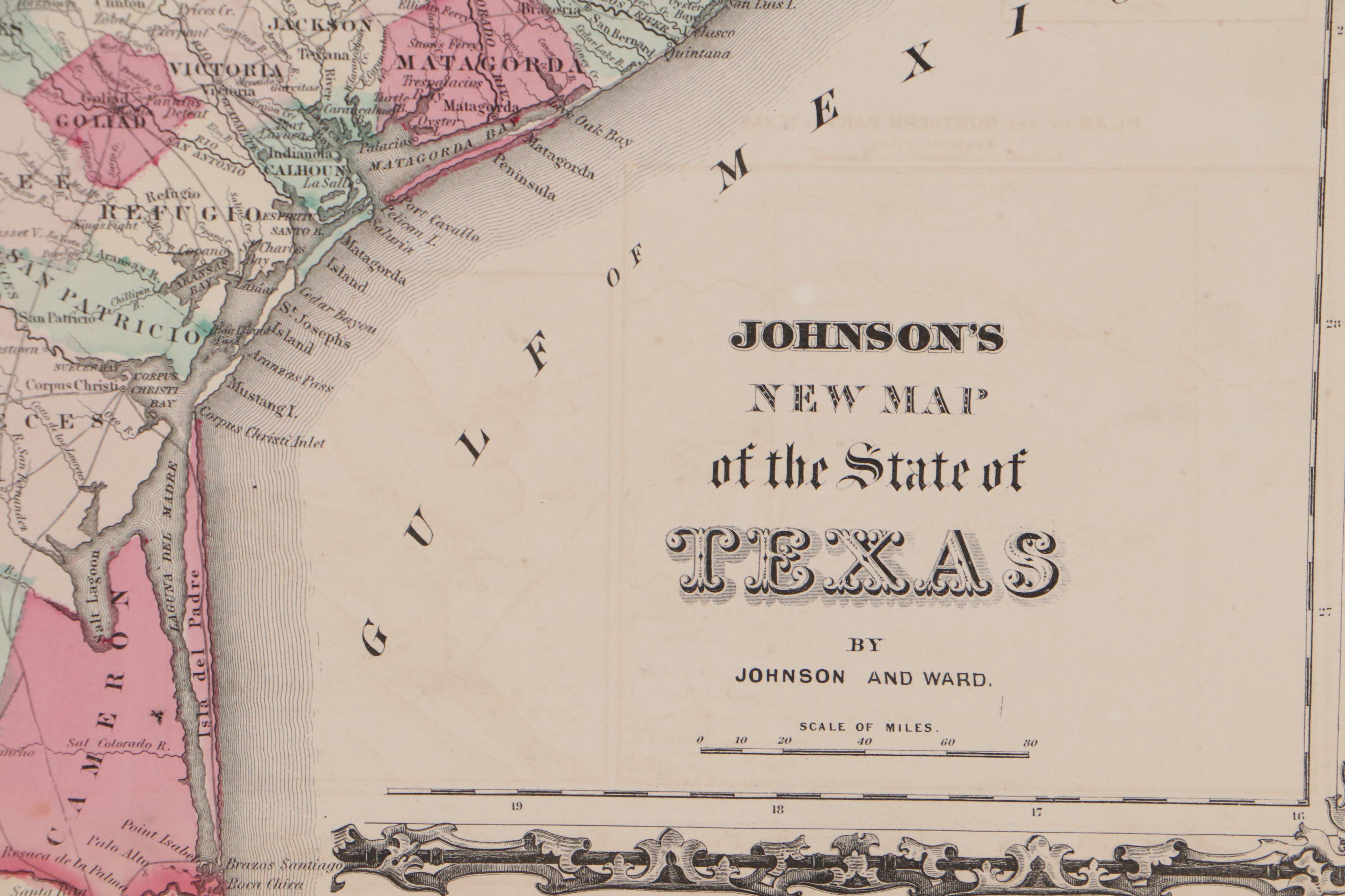 Johnson & Ward Engraved Map of Texas, 1862, And More | EBTH