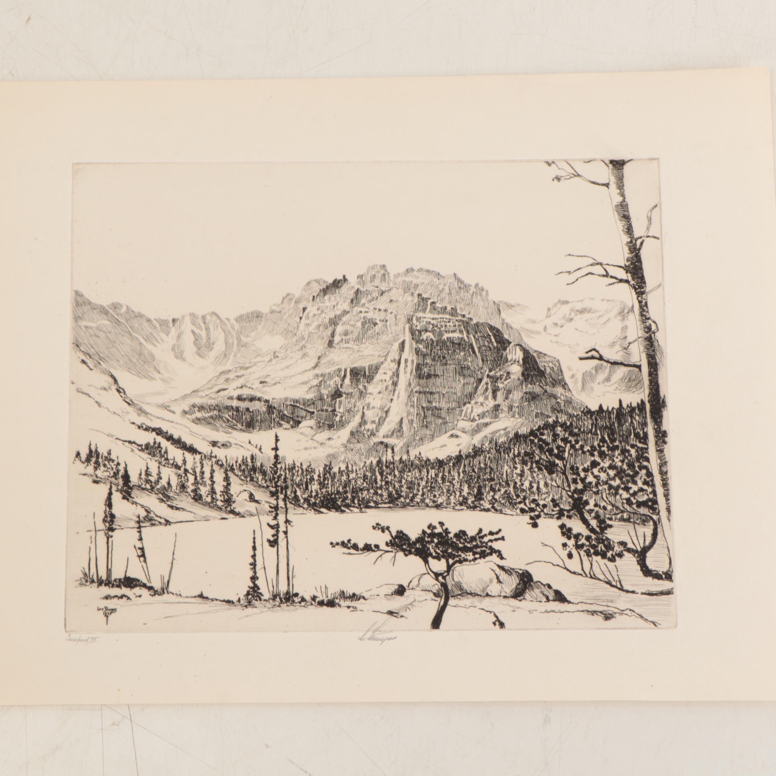 Lee Sturges Mountain Landscape Etchings, Circa 1930 | EBTH