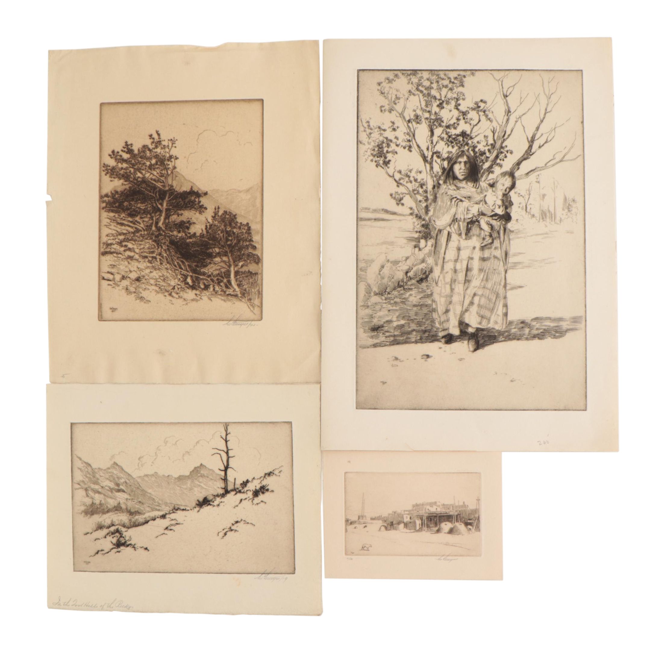 Lee Sturges Etching Including "A Hopi Madonna," Circa 1920 | EBTH