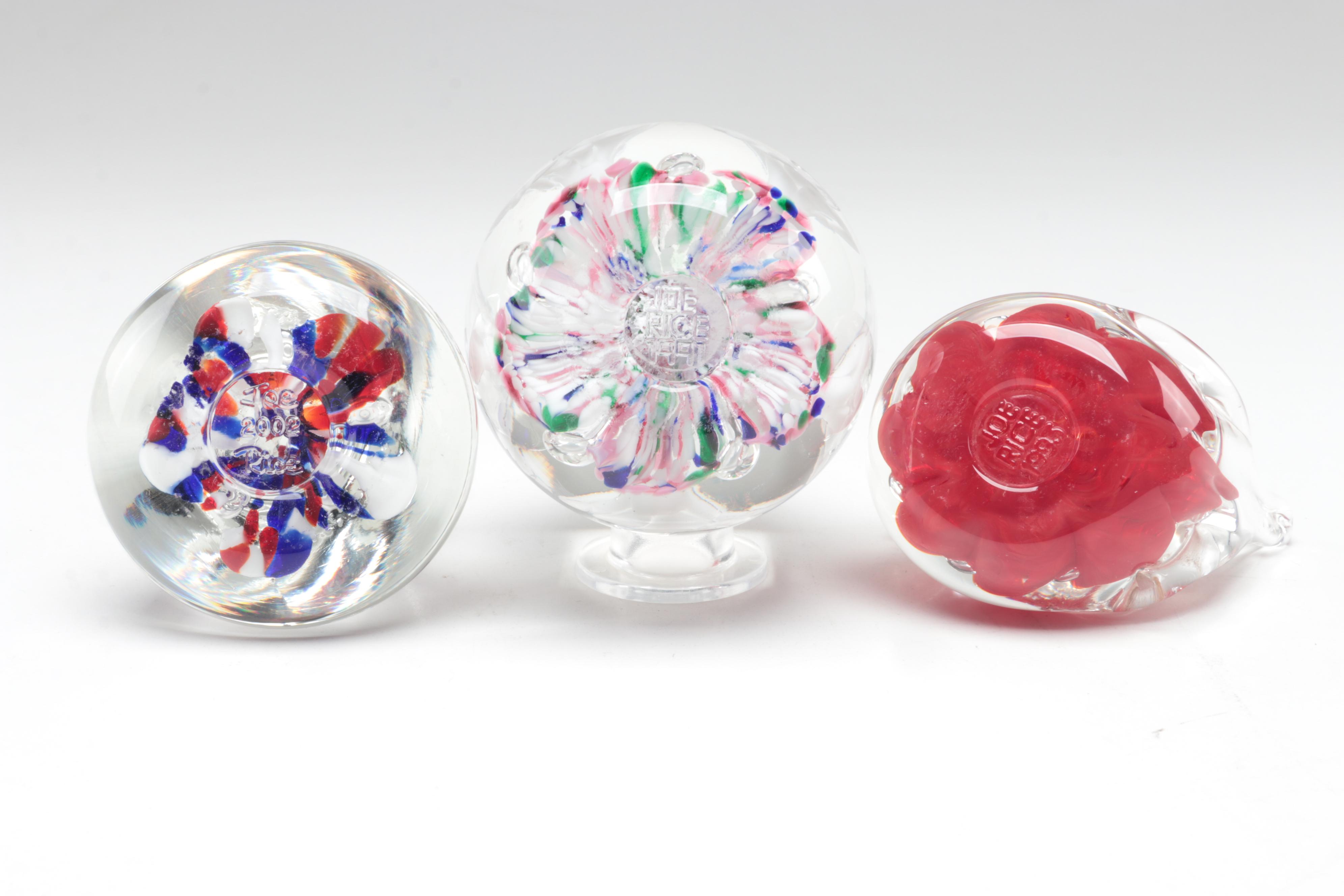 Joe Rice Trapped Bubble Glass Paperweights | EBTH