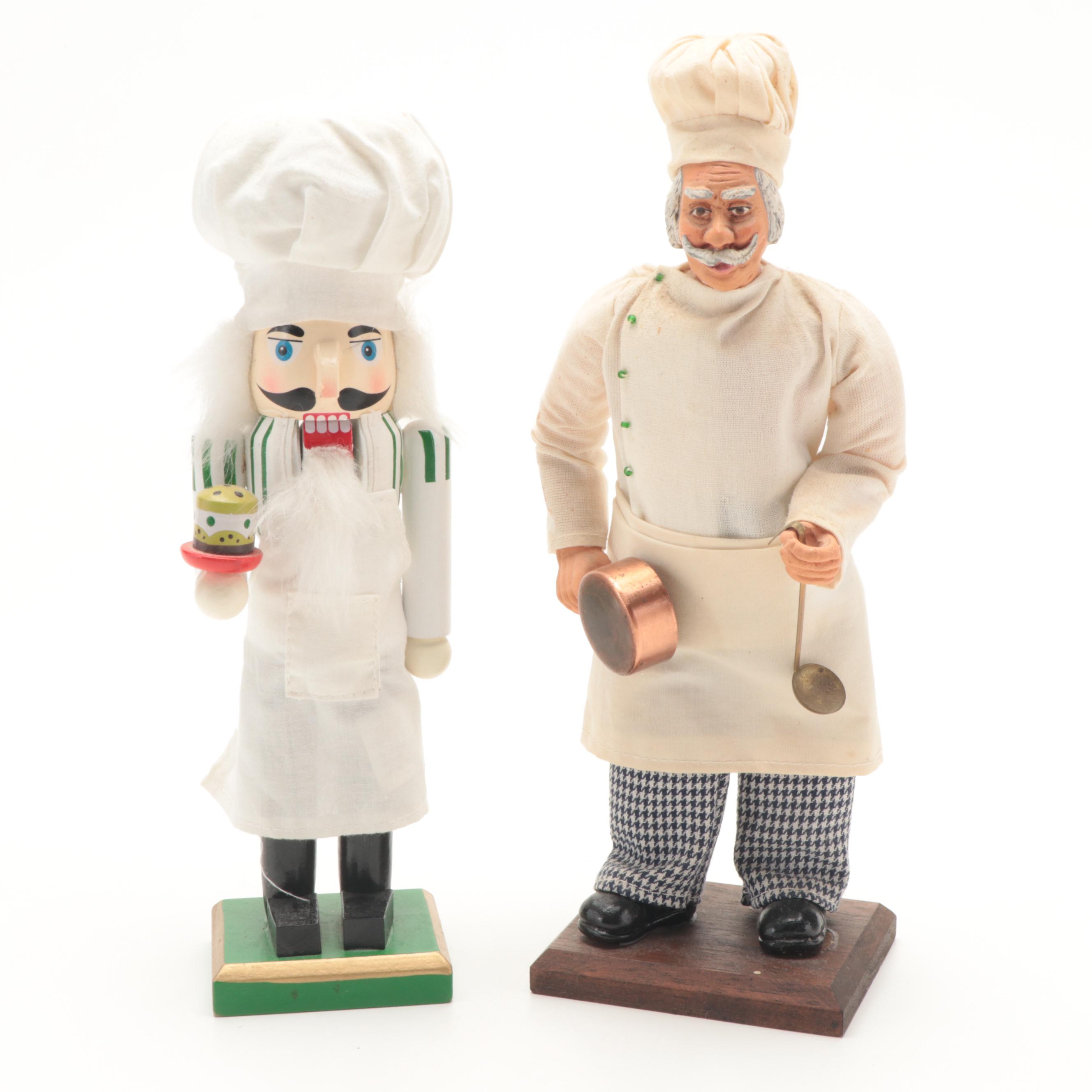 Michel Girault Provençal Chef Figurine with Chef Nutcracker | EBTH