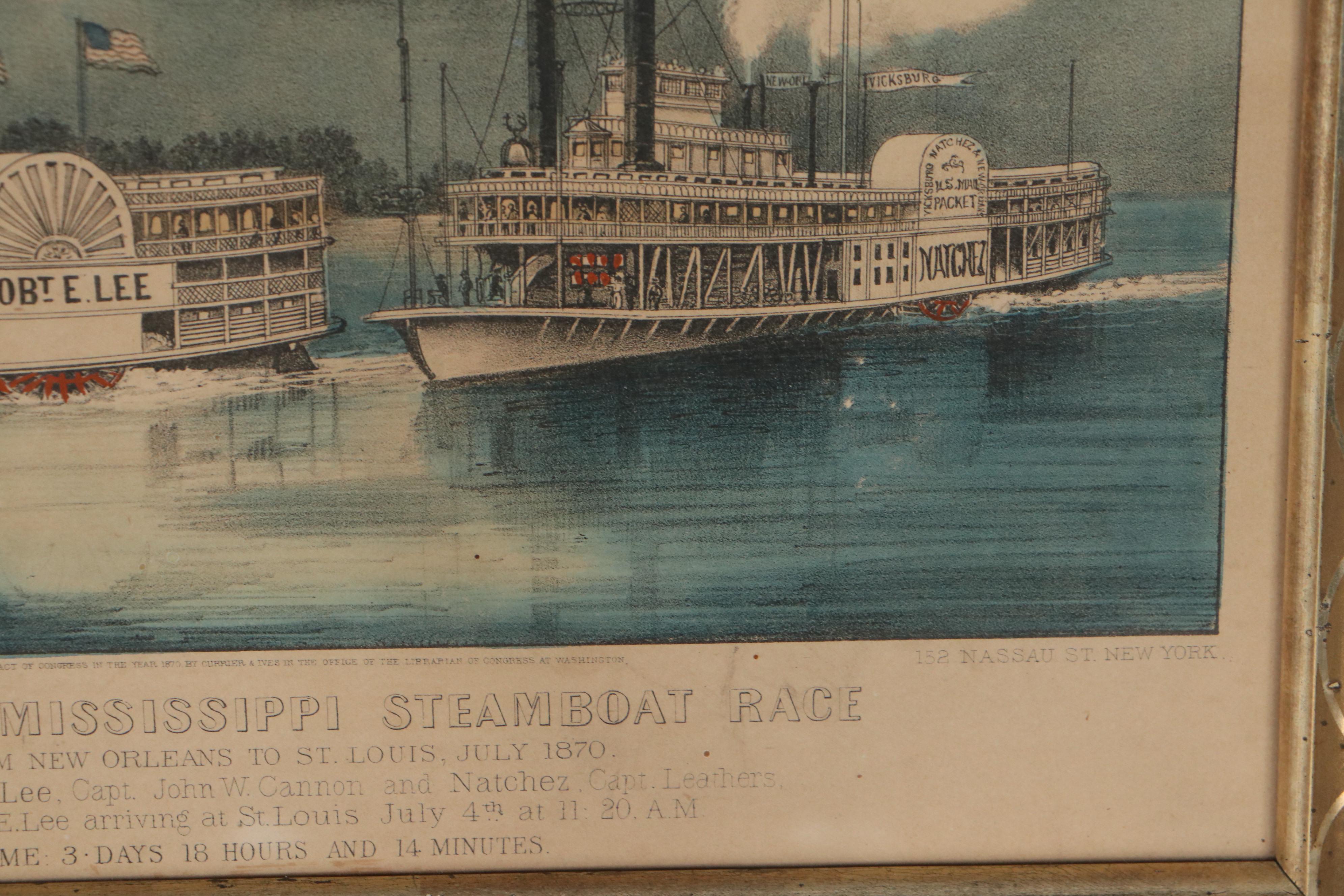 Currier & Ives Hand-Colored Lithograph "The Great Mississippi Steamboat ...