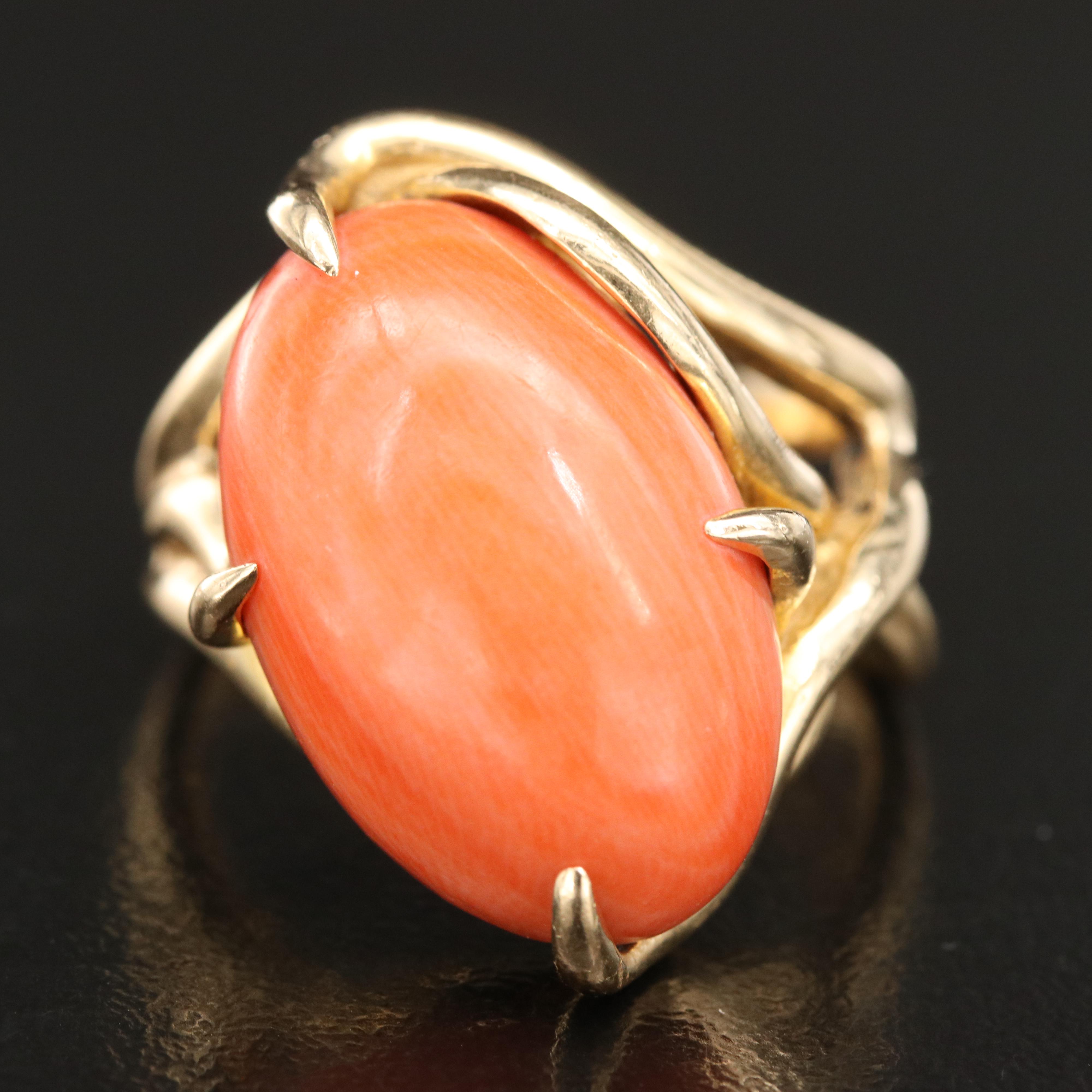 14K Coral Intertwined Vine Ring | EBTH