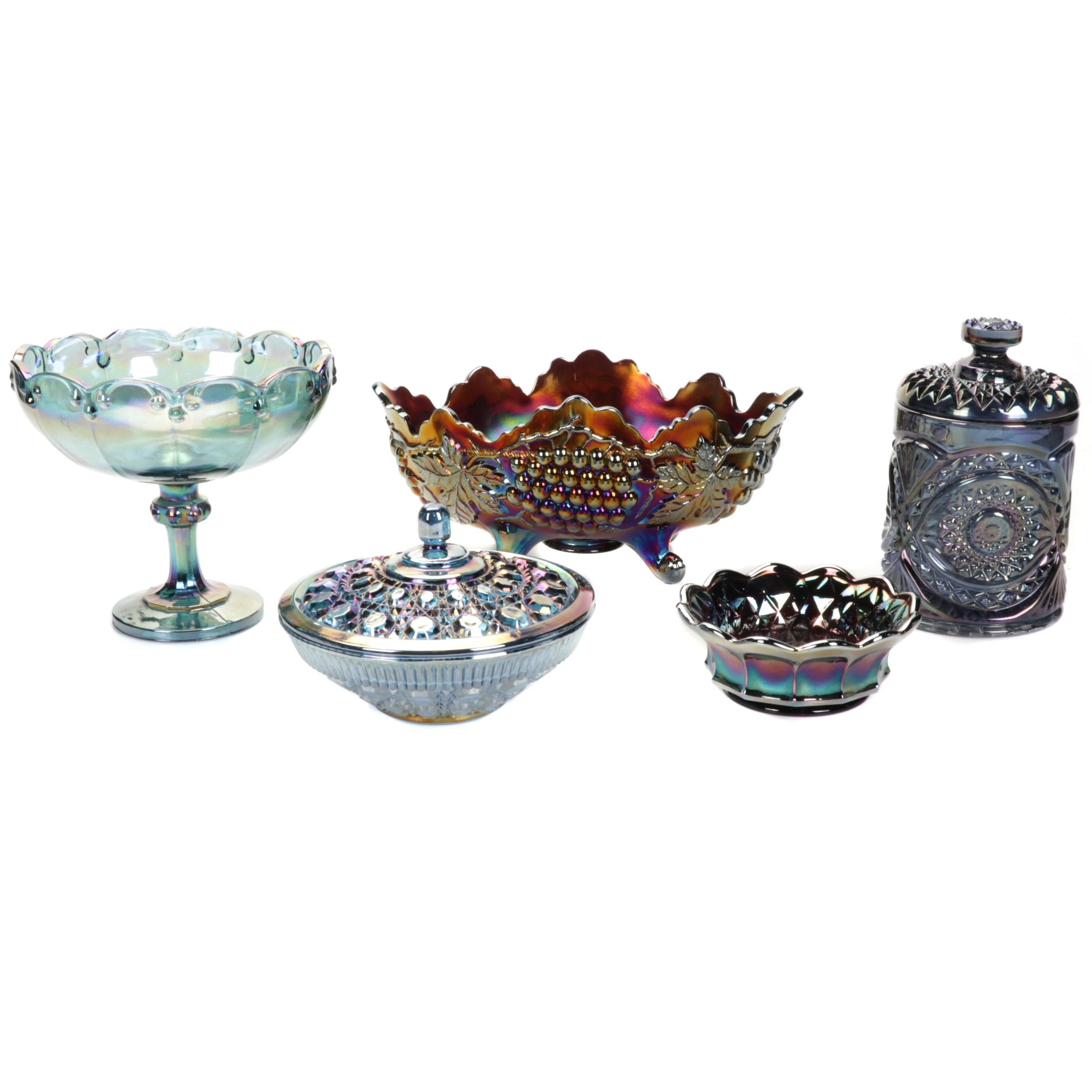 Iridescent Glass Serveware Featuring Carnival, Northwood, and Indiana ...