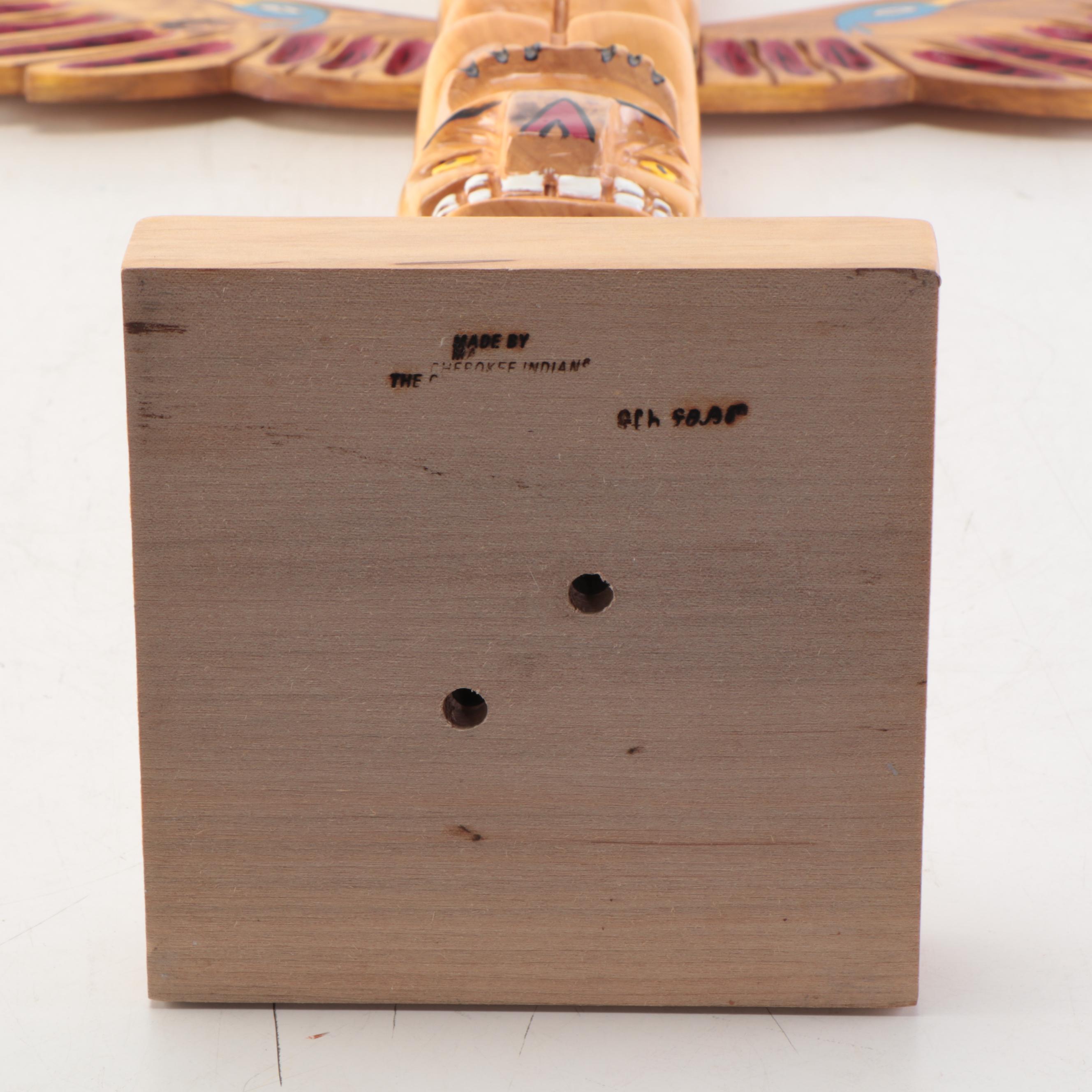 Cherokee Carved Wood Polychrome Totem Sculpture | EBTH