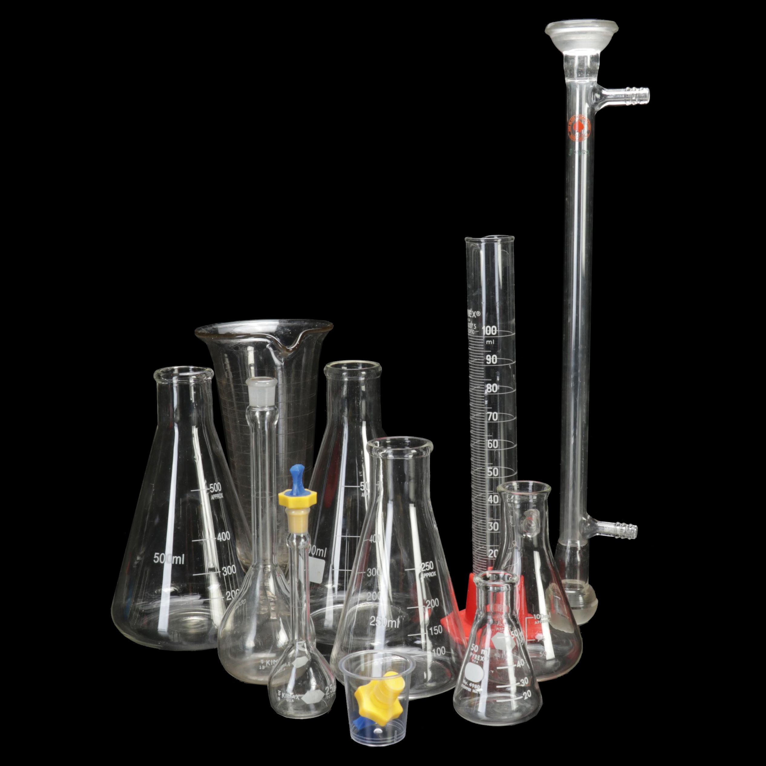 Pyrex, Kimex and Ace Glass Corp. Beakers and Other Laboratory Glassware ...