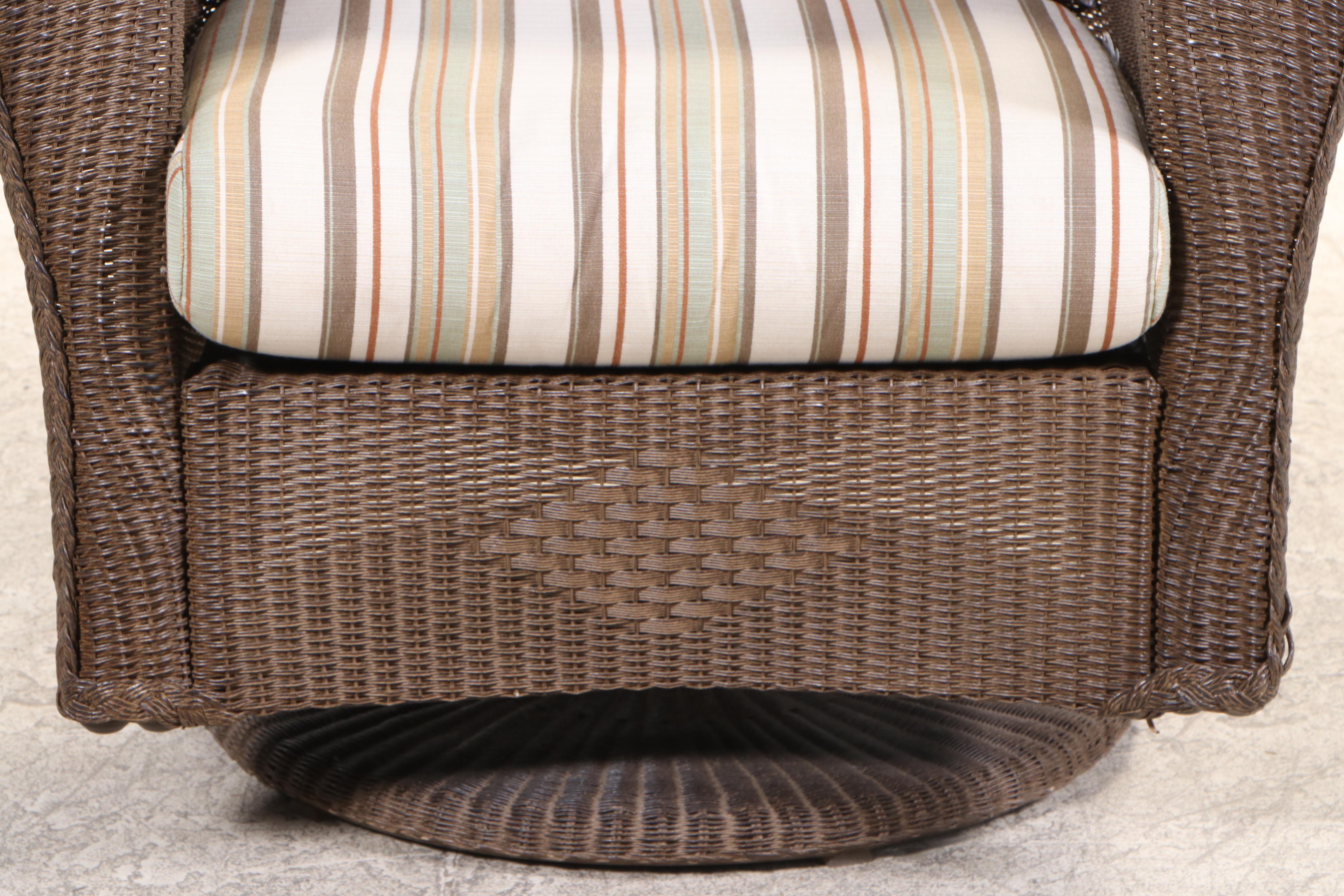 Lloyd/Flanders "Reflections" Lloyd Loom Wicker Patio Swivel Rocker | EBTH
