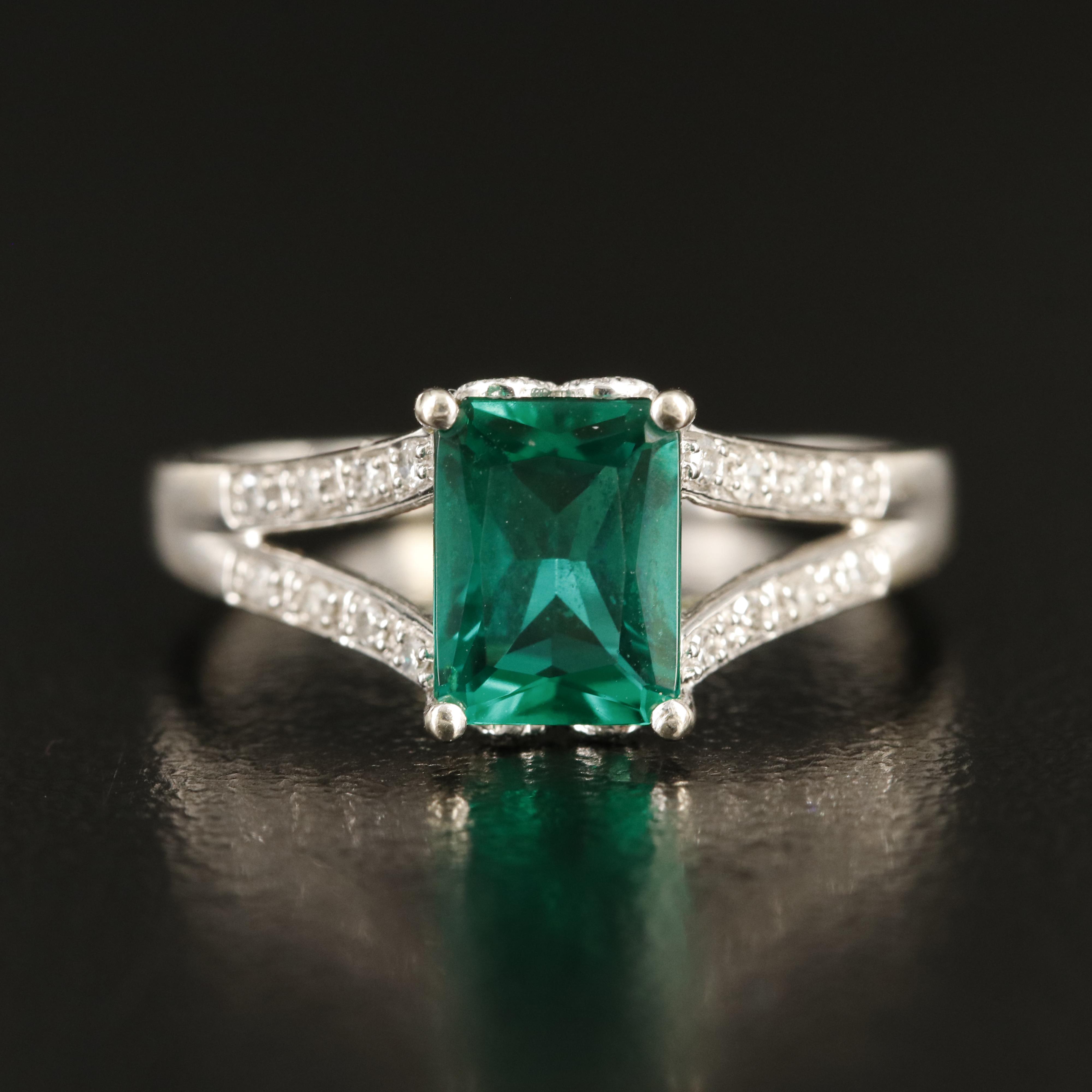 10K Emerald and Diamond Ring | EBTH