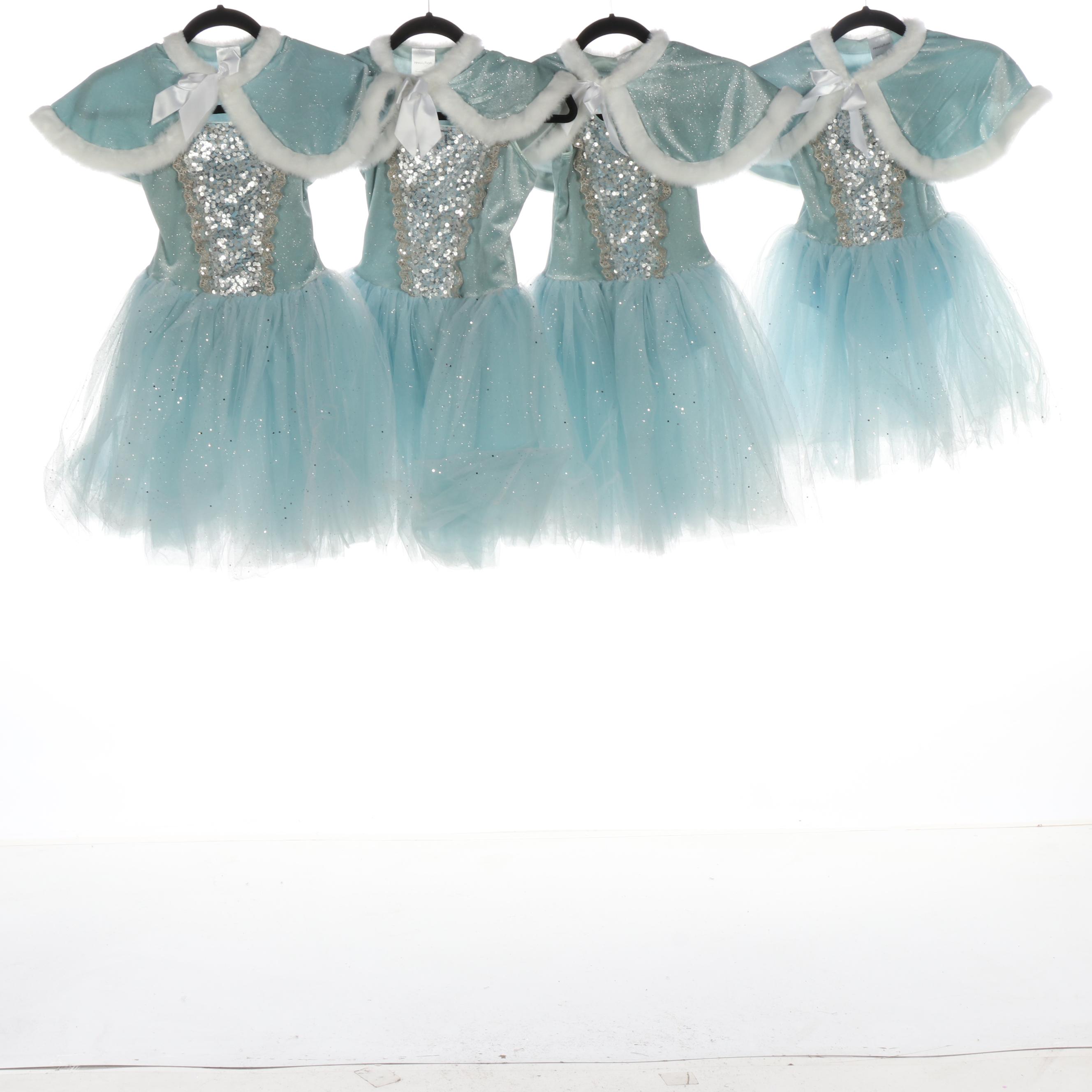 Girls' Ice Blue/Silver Dance Costumes with Faux Fur Trim | EBTH