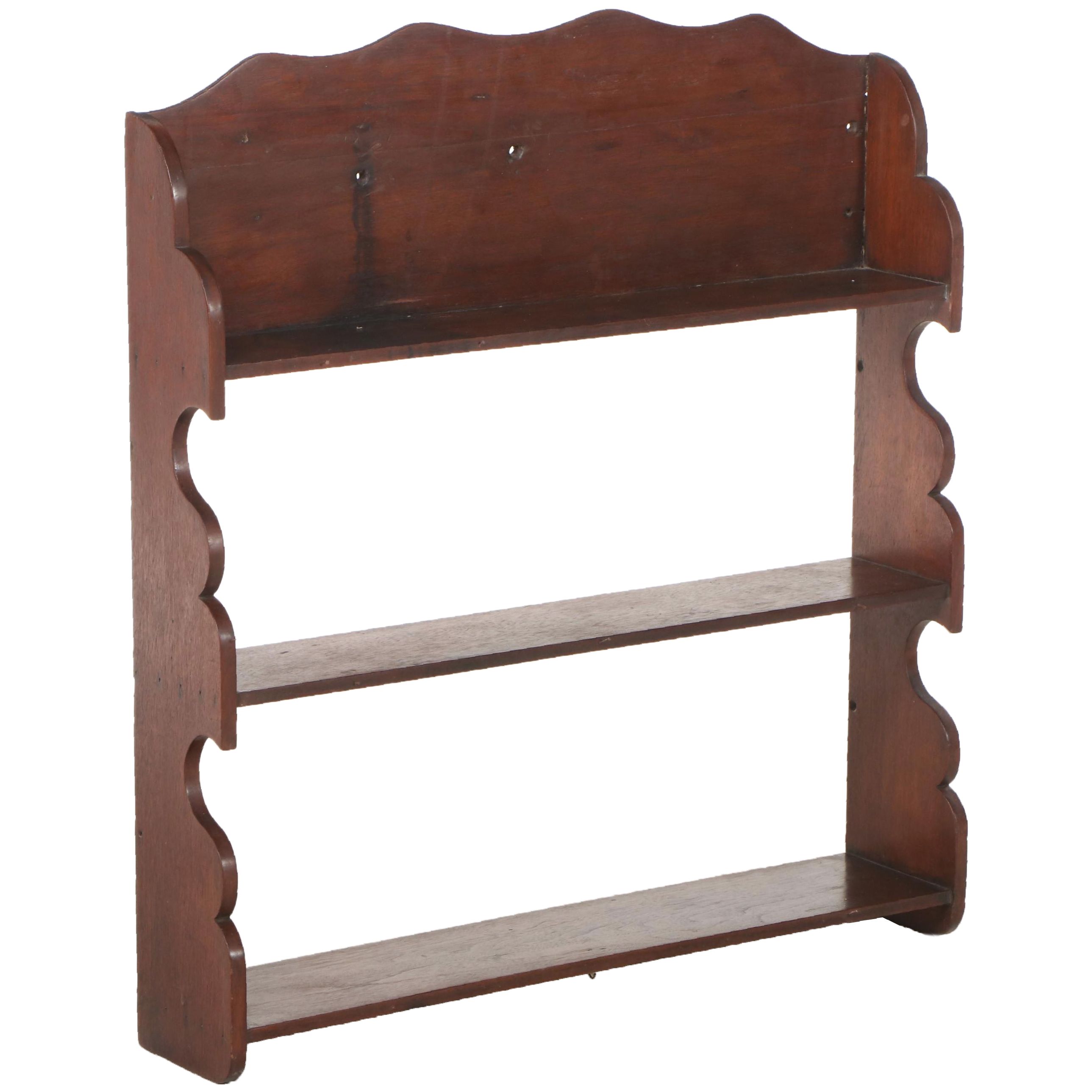 American Primitive Walnut Three-Tier Wall Shelf, 19th Century | EBTH