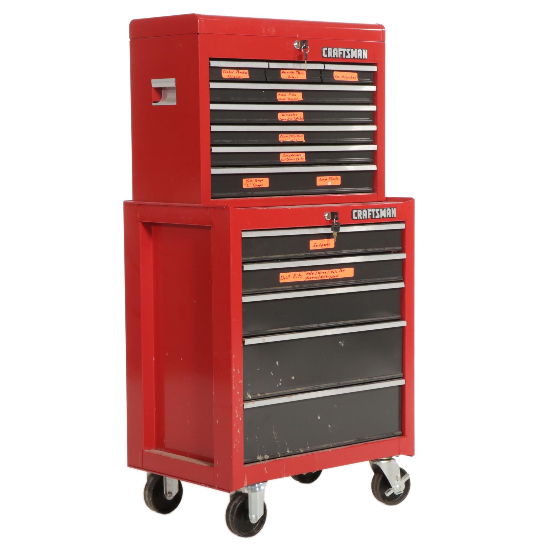 Craftsman Rolling Two-Tier Tool Chest with Hand Tools | EBTH