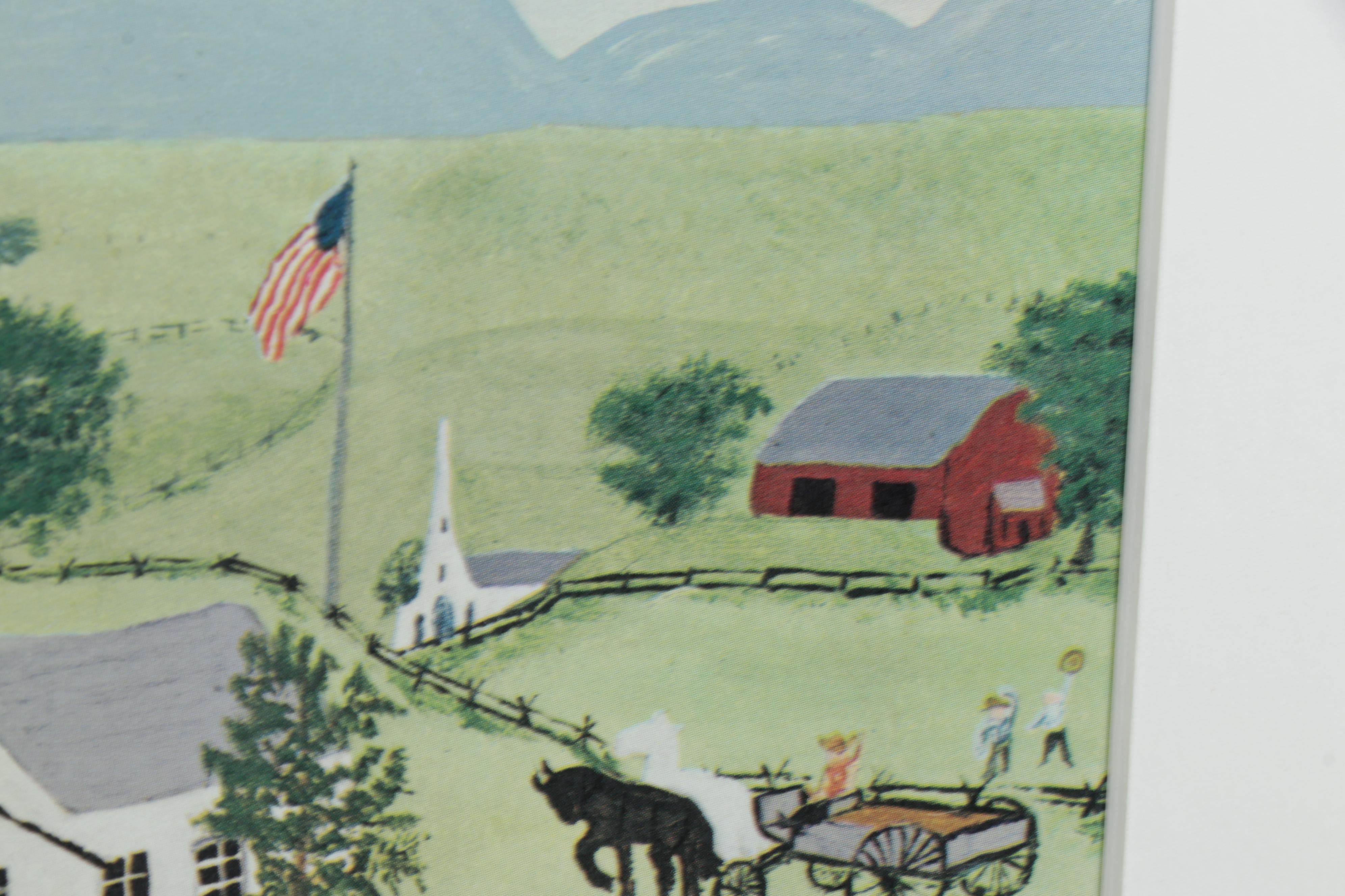 Folk Art Offset Lithograph After Grandma Moses "July Fourth" | EBTH
