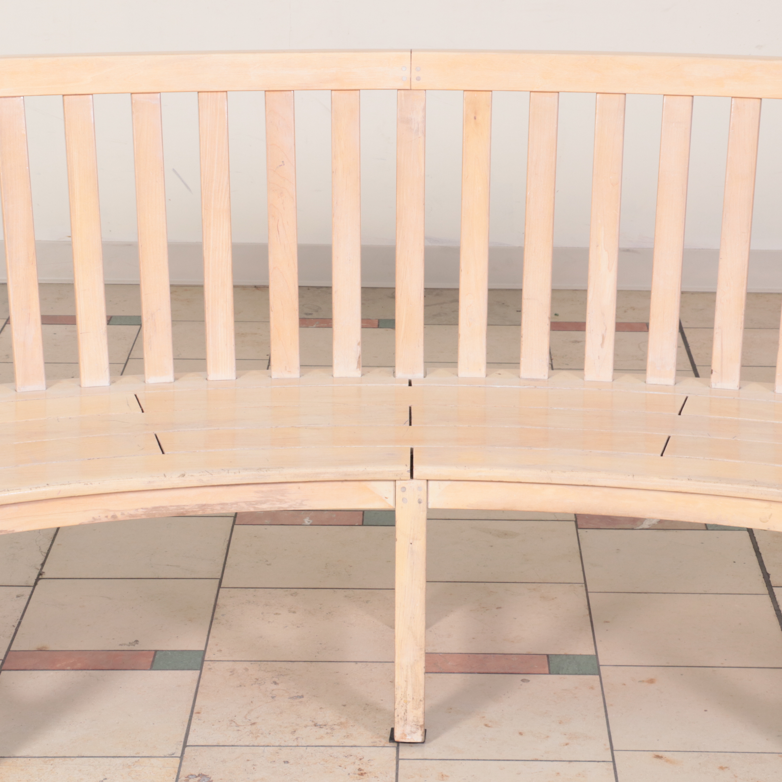 Pair of Large Curved Wood Benches | EBTH