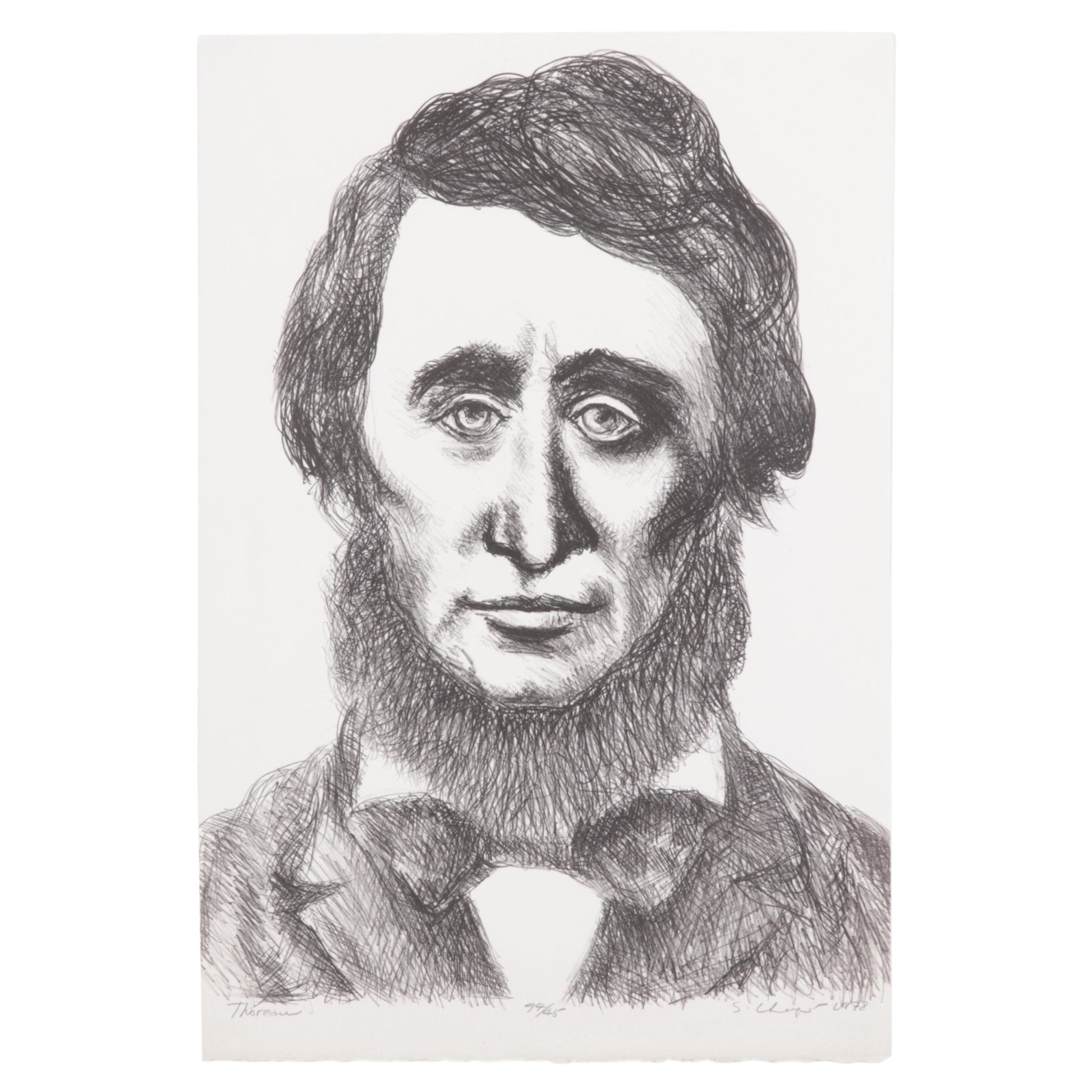 Sidney Chafetz Portrait Lithograph "Thoreau," 1978 | EBTH