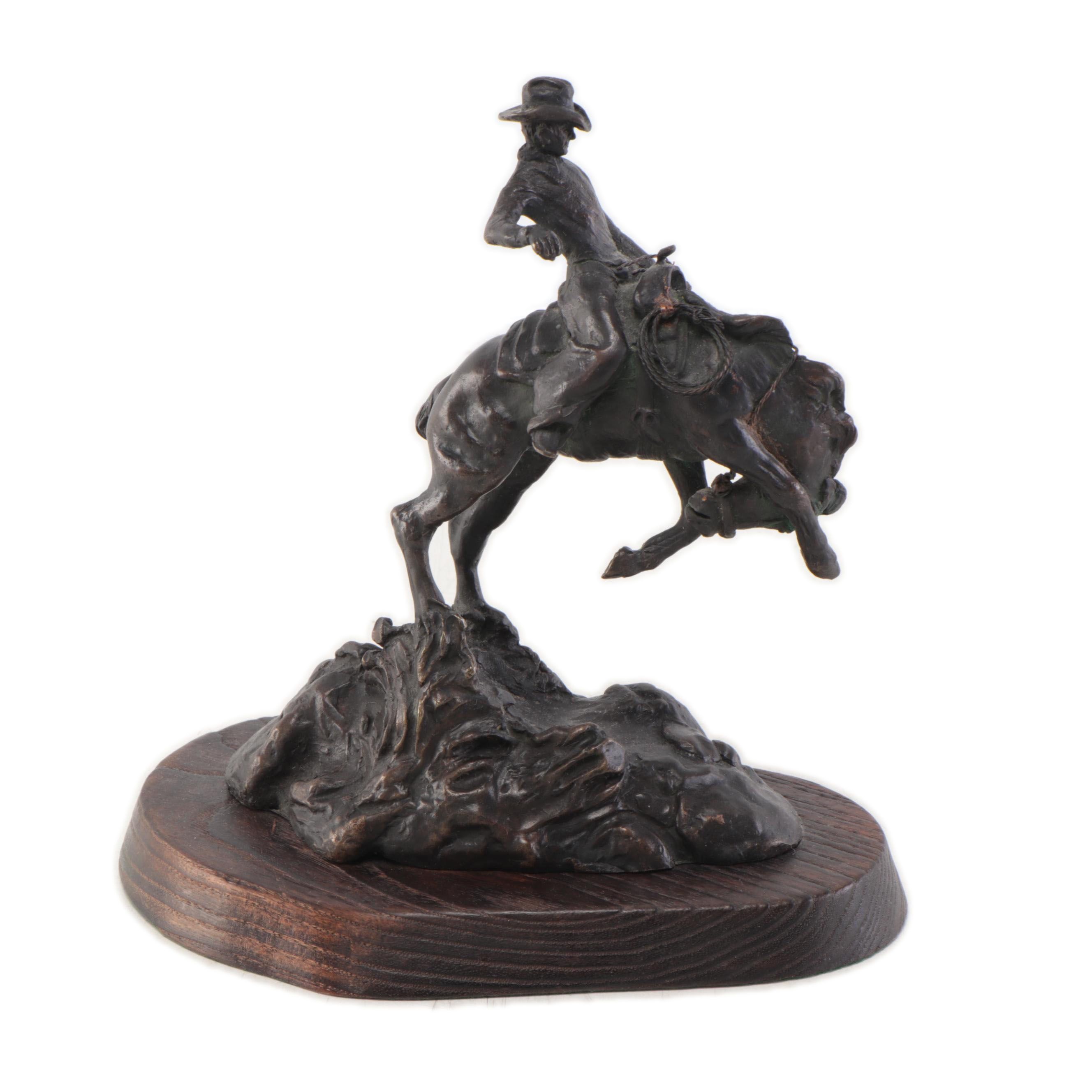 Jim Ward Bronze Sculpture of Cowboy on Bucking Bronco, 1971 | EBTH