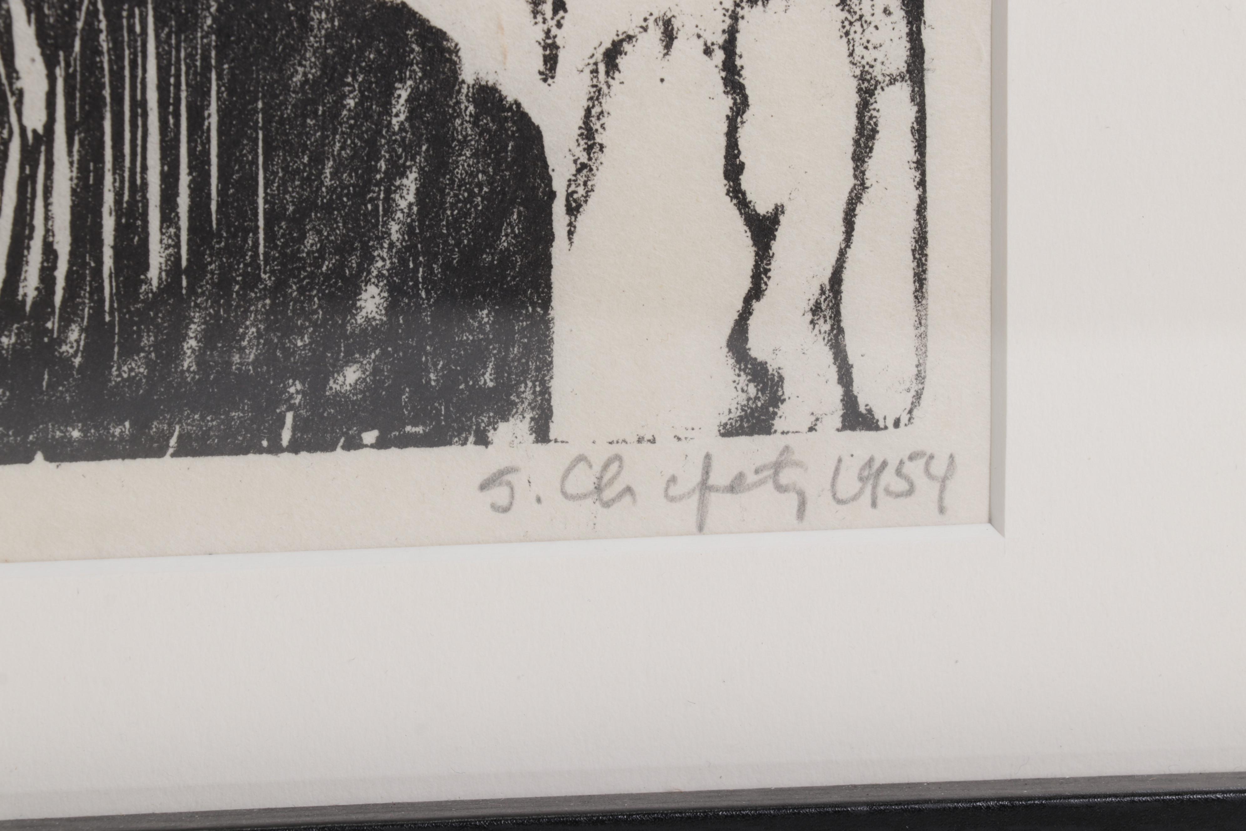 Sidney Chafetz Woodcut "Portrait Jon," 1954 | EBTH