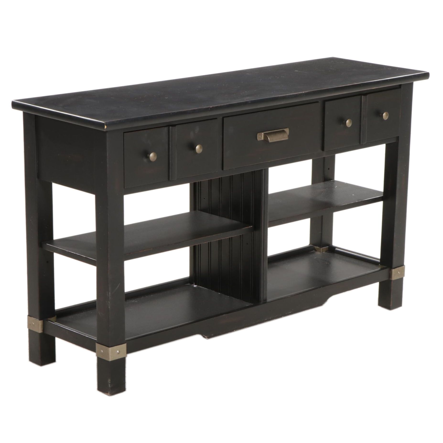Broyhill Black Lacquered Three-Drawer Console Table | EBTH