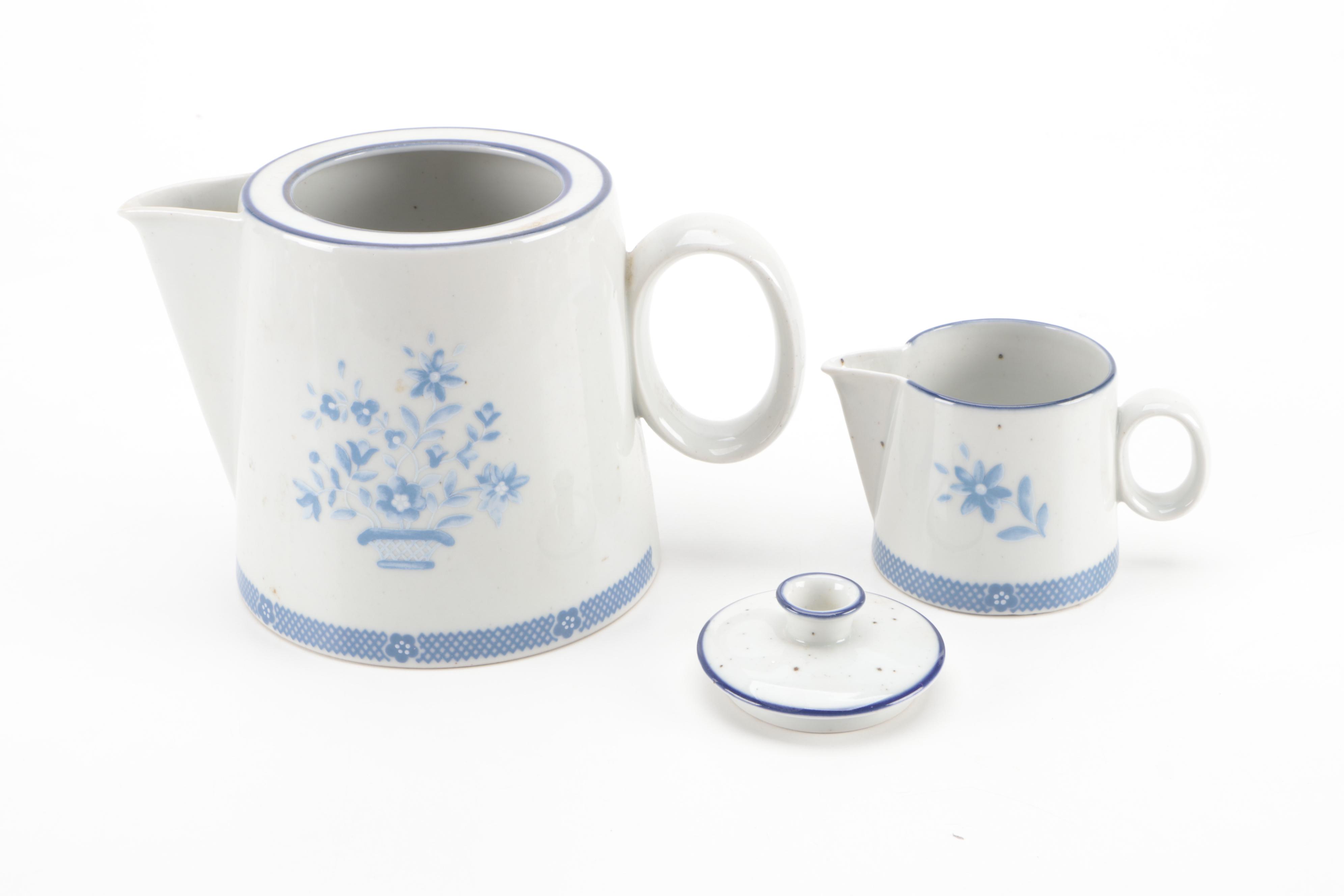 Dansk Blue Flower Basket Stoneware Dinnerware, 1970s | EBTH