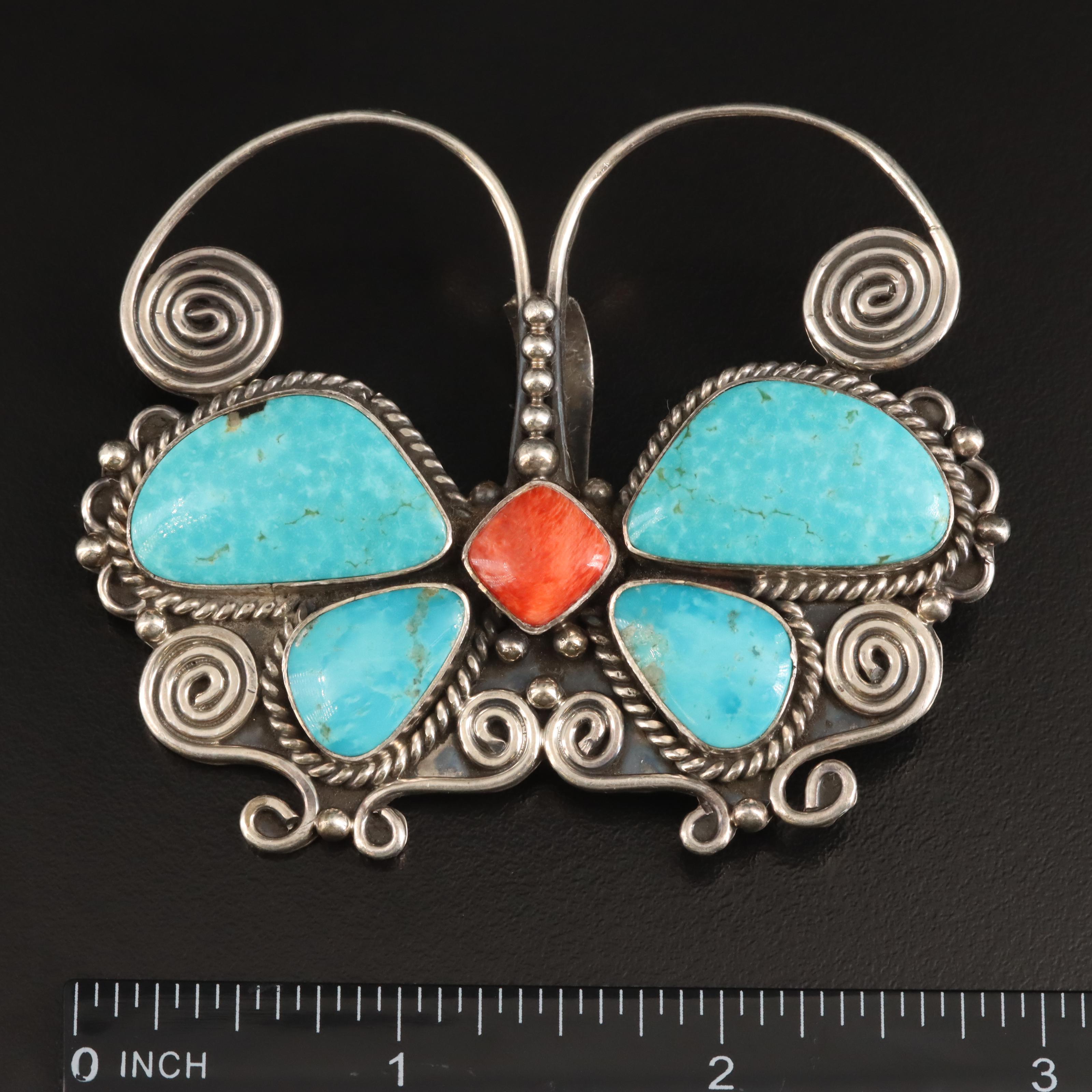 Tonya June Rafael Navajo Diné Sterling Butterfly Converter Brooch | EBTH