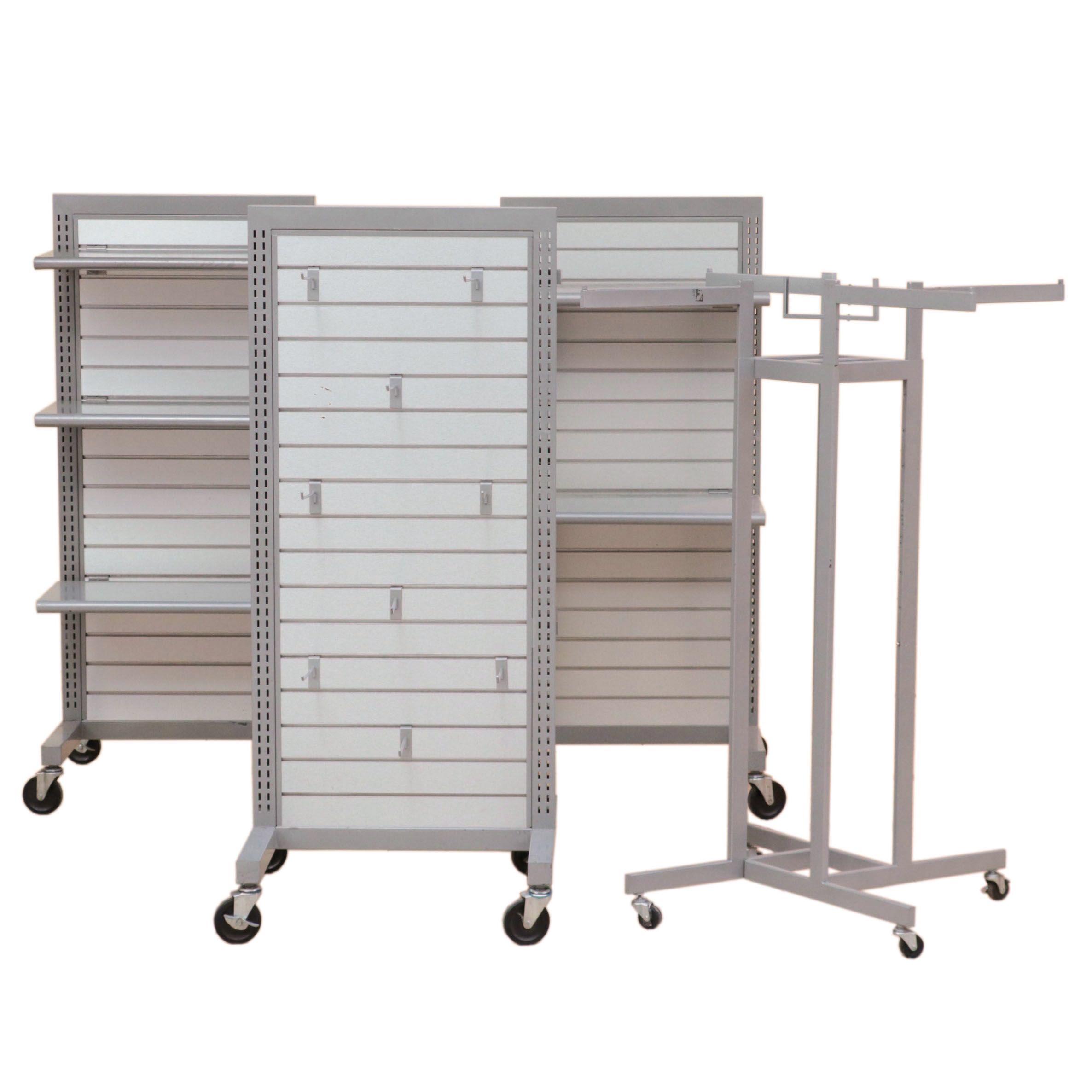 Industrial Metal Clothes Rack and Three Rolling Display Units | EBTH
