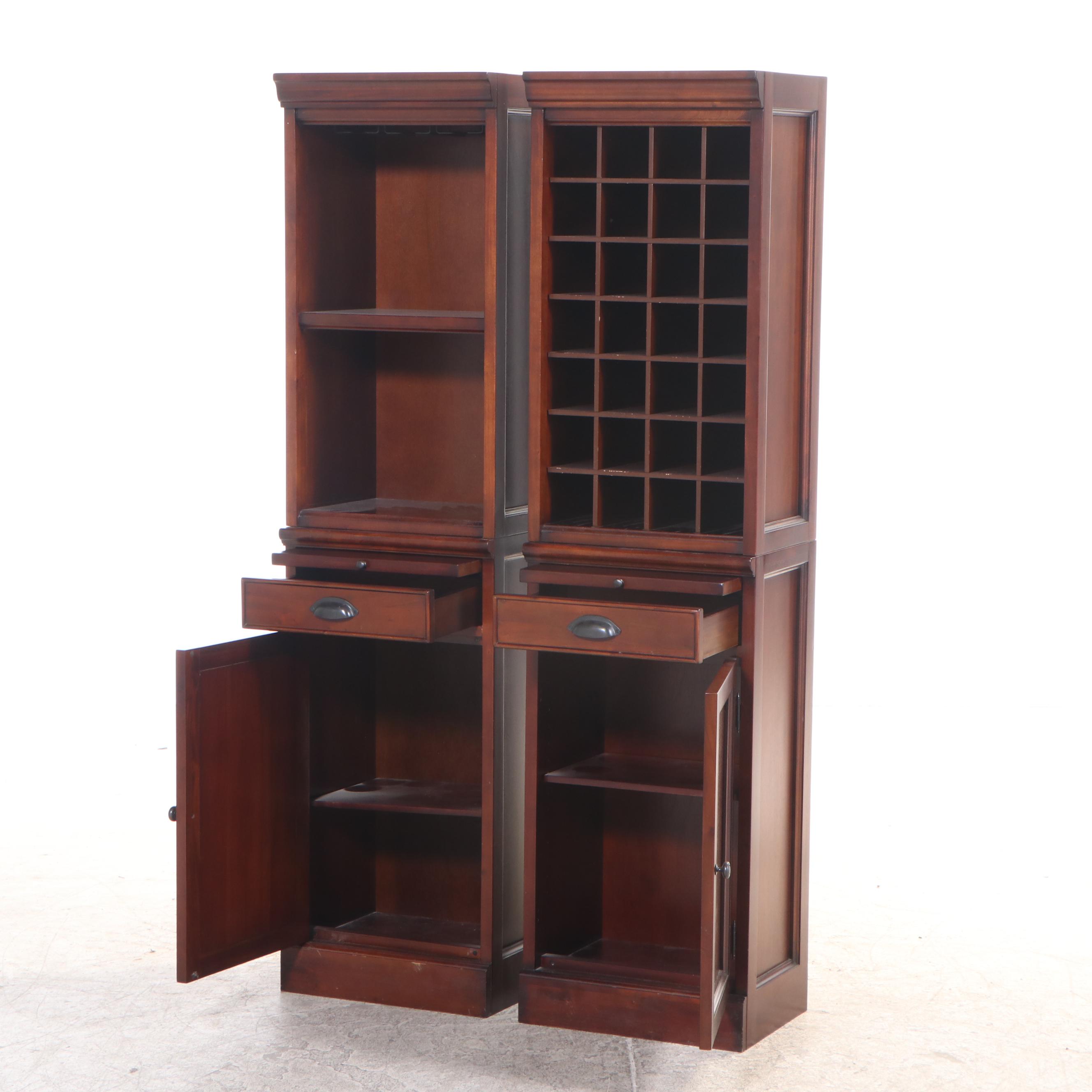 Pair of Modular Cabinets with Divided Wine Storage and Shelves | EBTH