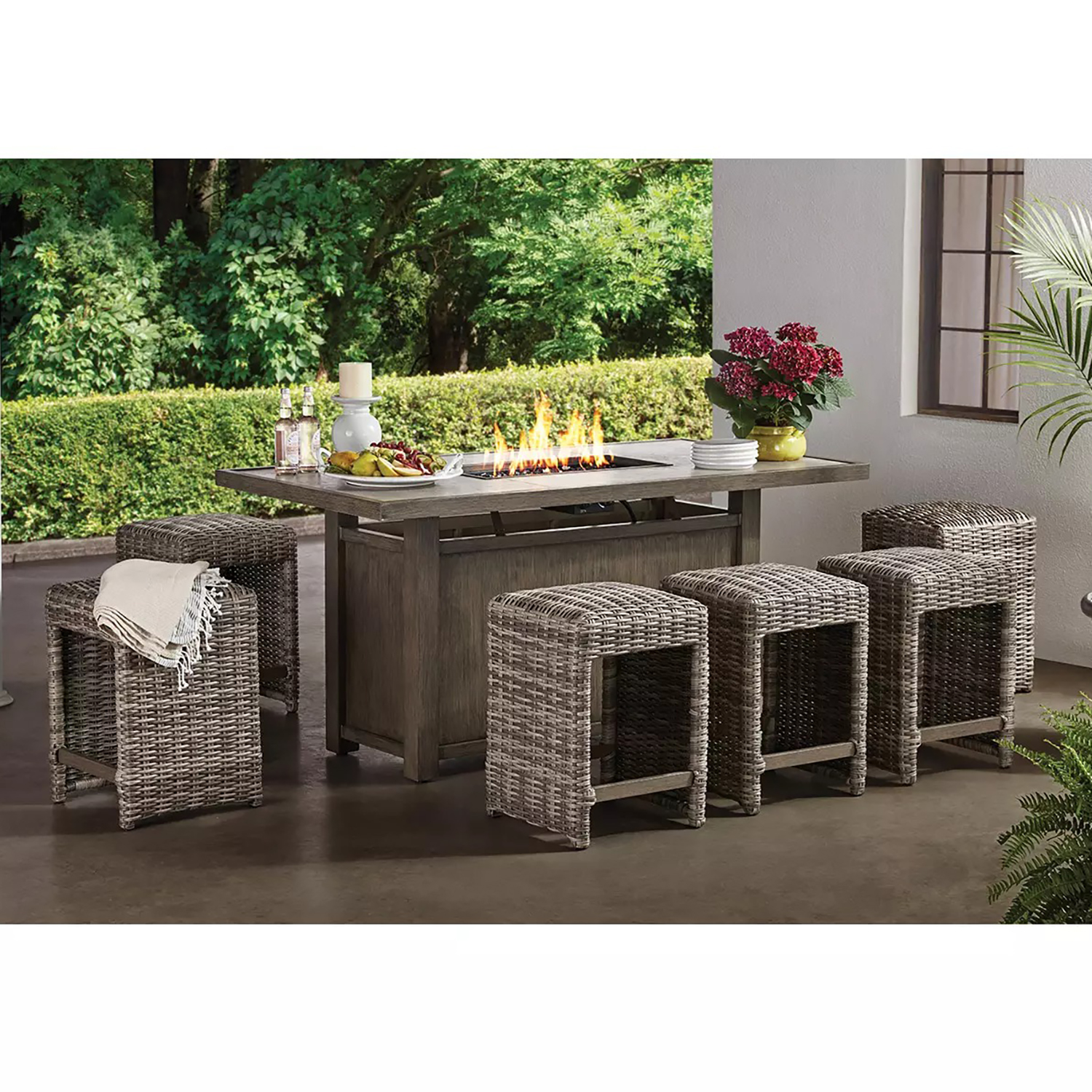 Member's Mark Halstead Collection Seven-Piece Bar Dining Set with Fire ...